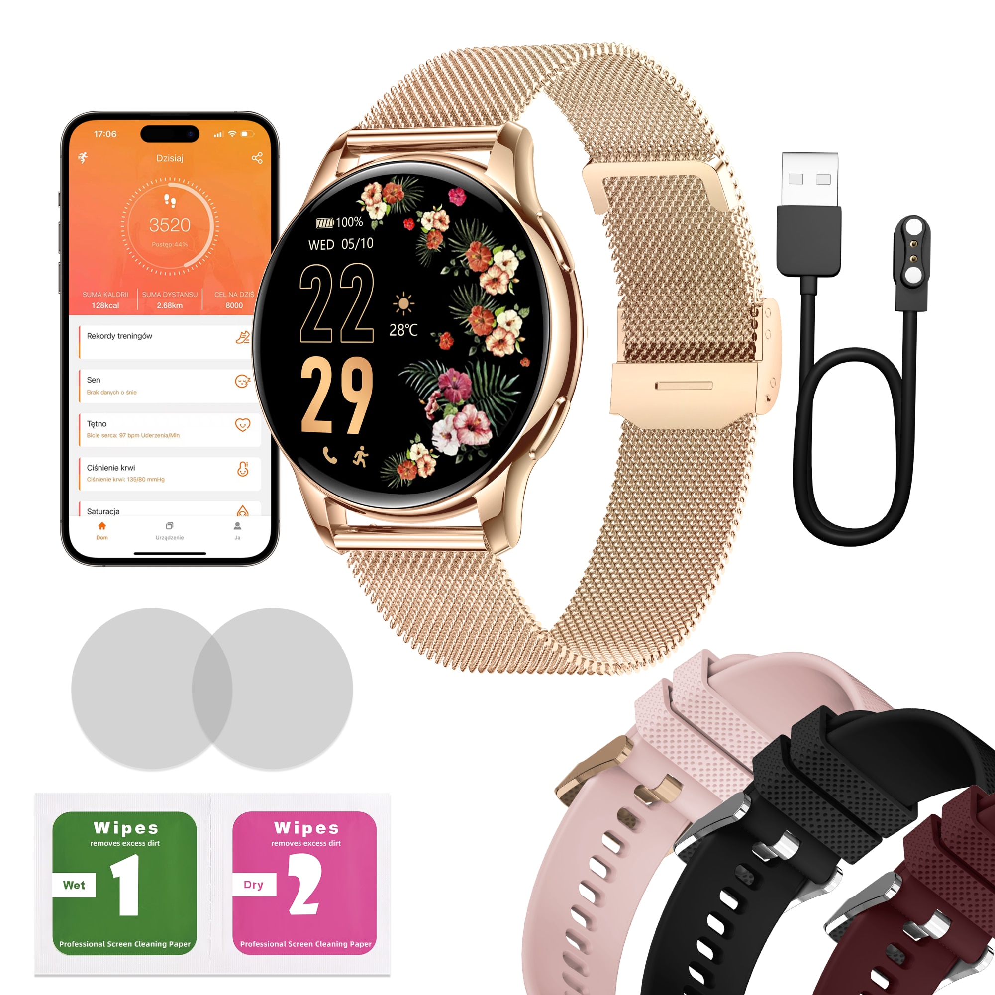 Ceas Smartwatch, AMOLED, ecran HD 1.32", inteligent, fitness, sport ...