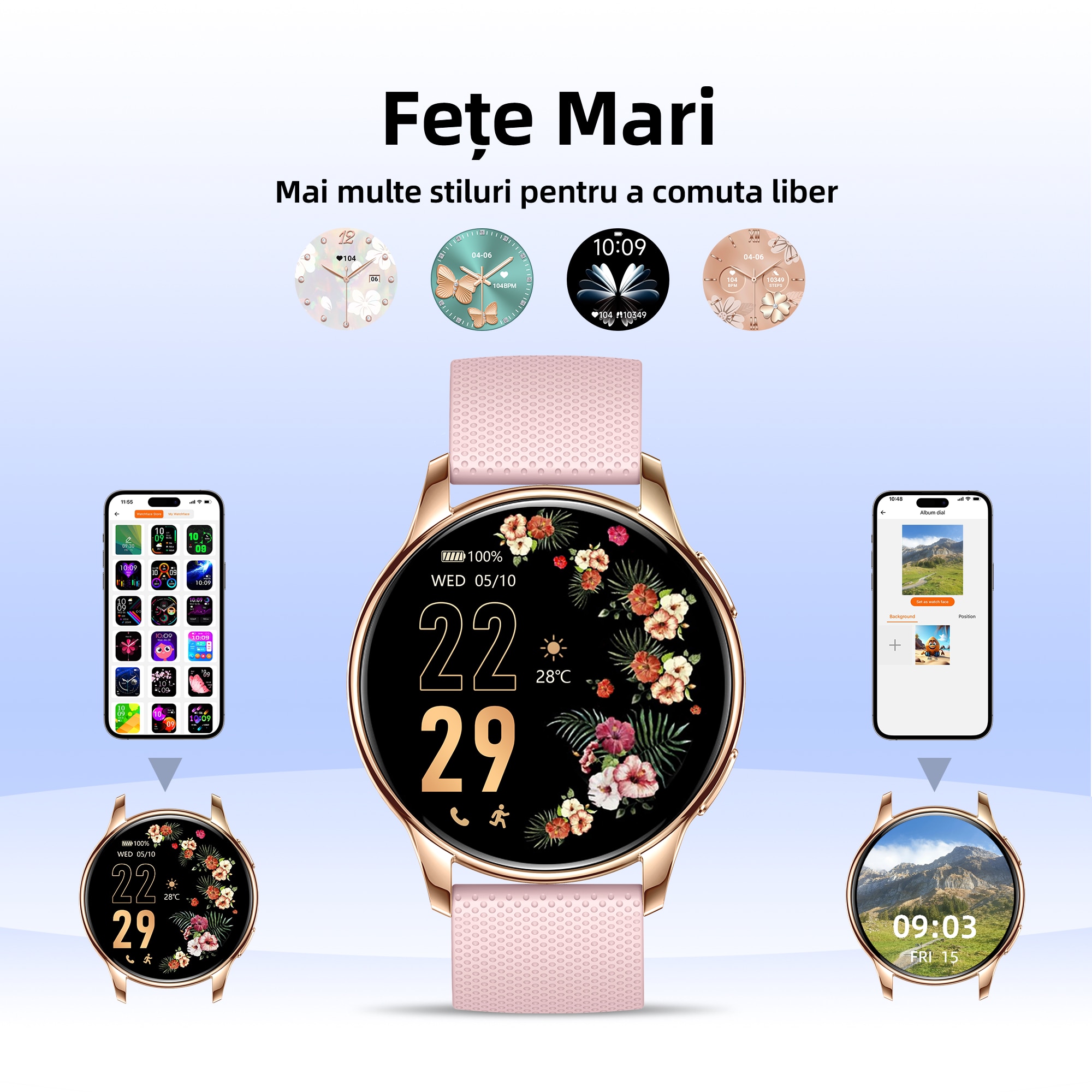 Ceas Smartwatch, AMOLED, ecran HD 1.32", inteligent, fitness, sport ...