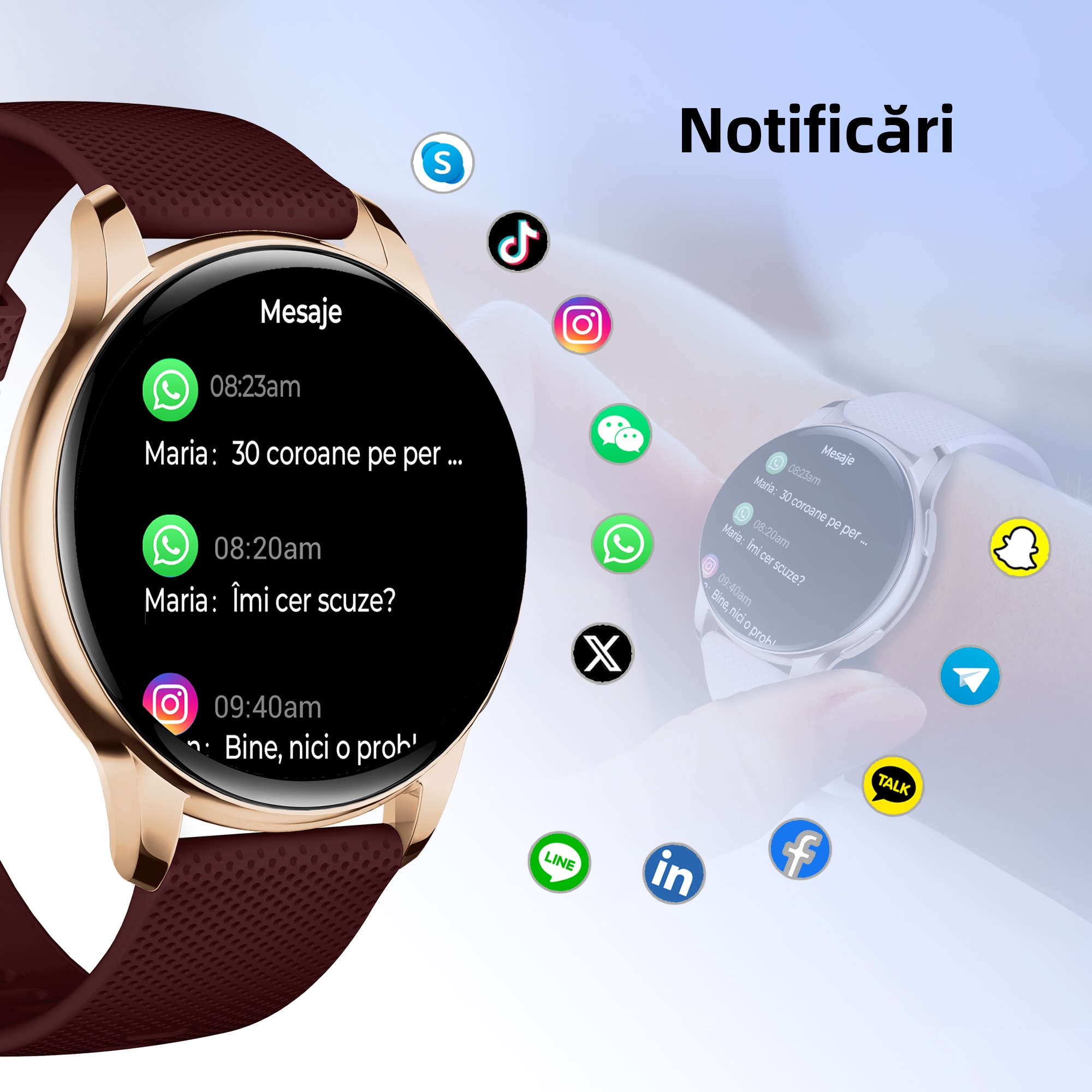 Ceas Smartwatch, AMOLED, ecran HD 1.32", inteligent, fitness, sport ...