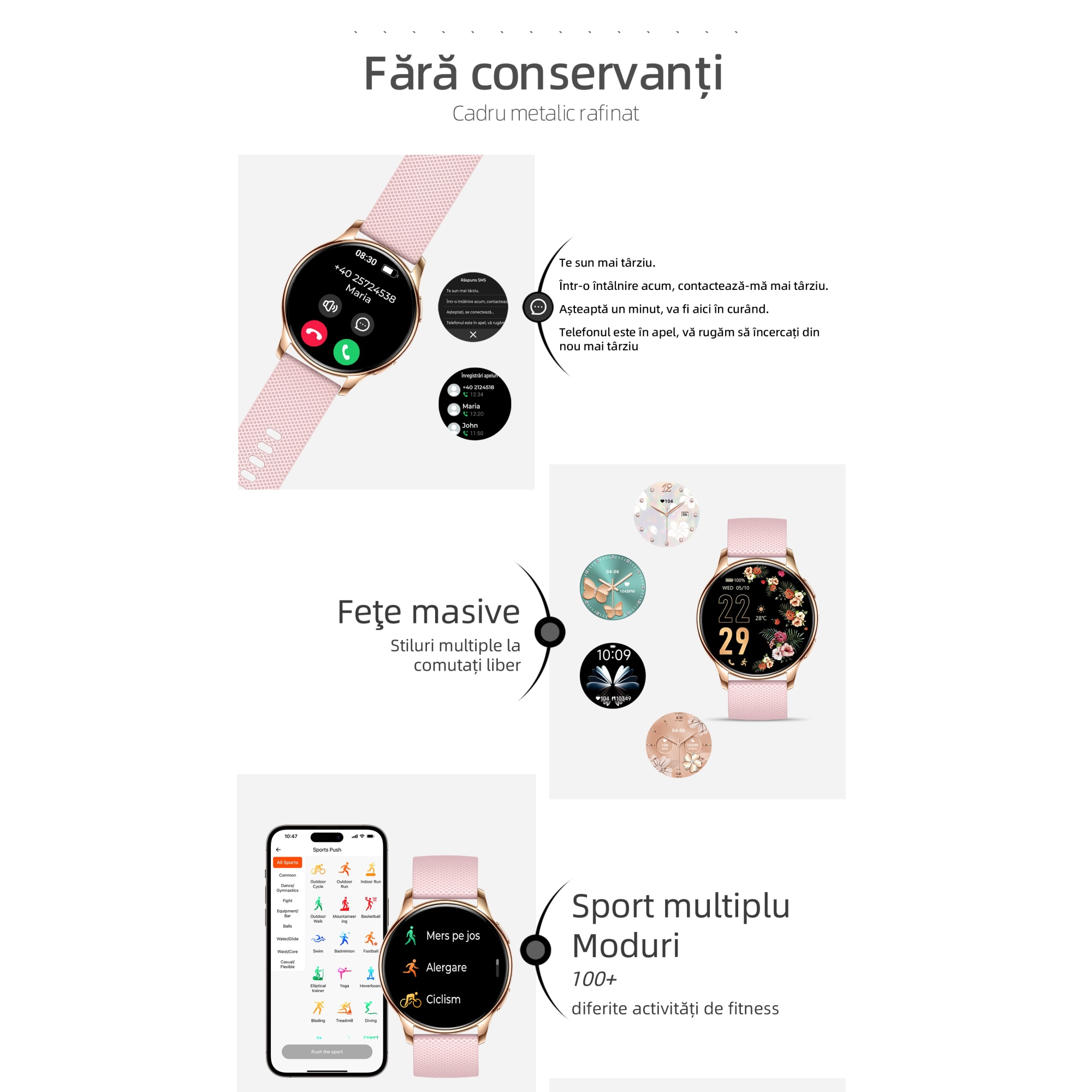 Ceas Smartwatch, AMOLED, ecran HD 1.32", inteligent, fitness, sport ...