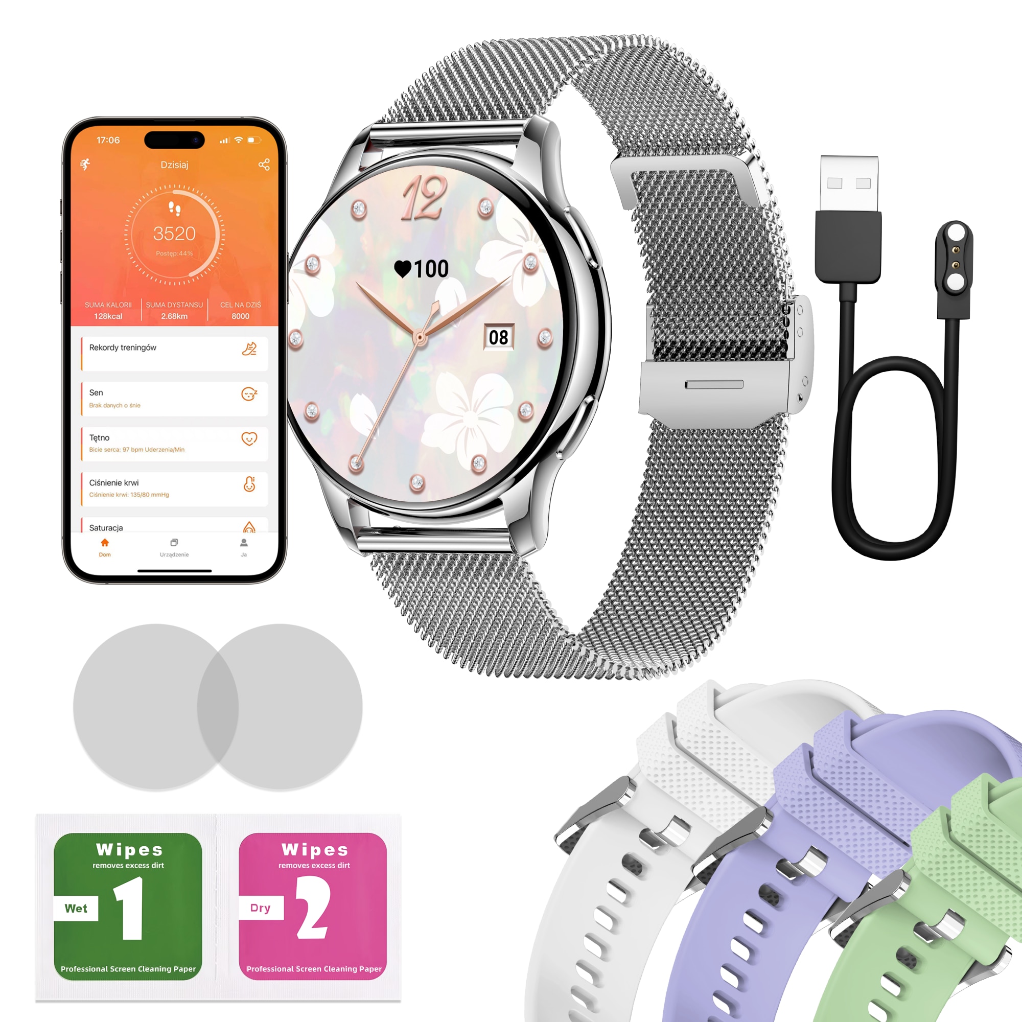Ceas Smartwatch, AMOLED, ecran HD 1.32", inteligent, fitness, sport ...