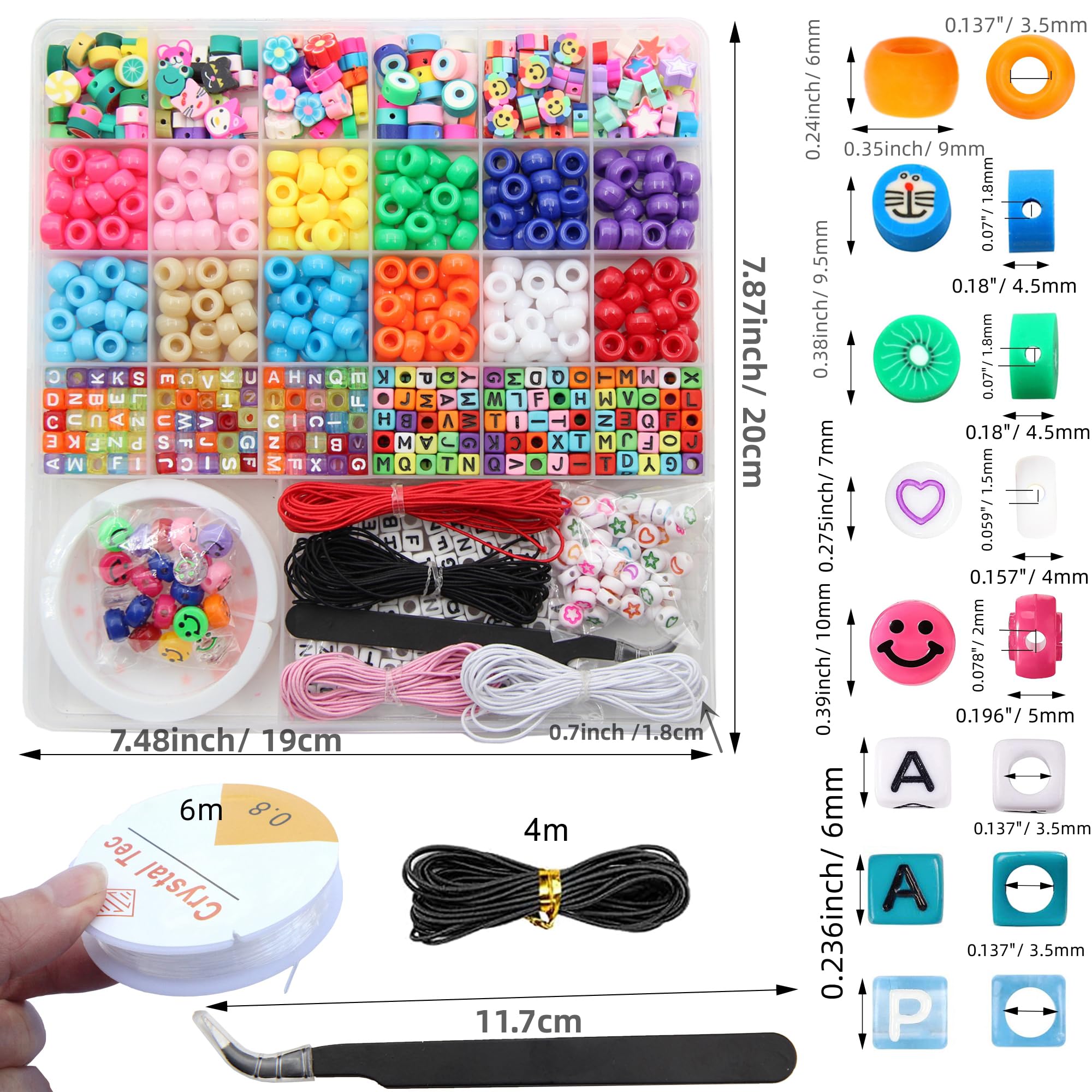 Set de margele pentru bratari, 750 pcs, multicolor, pentru fete, 6 ani ...