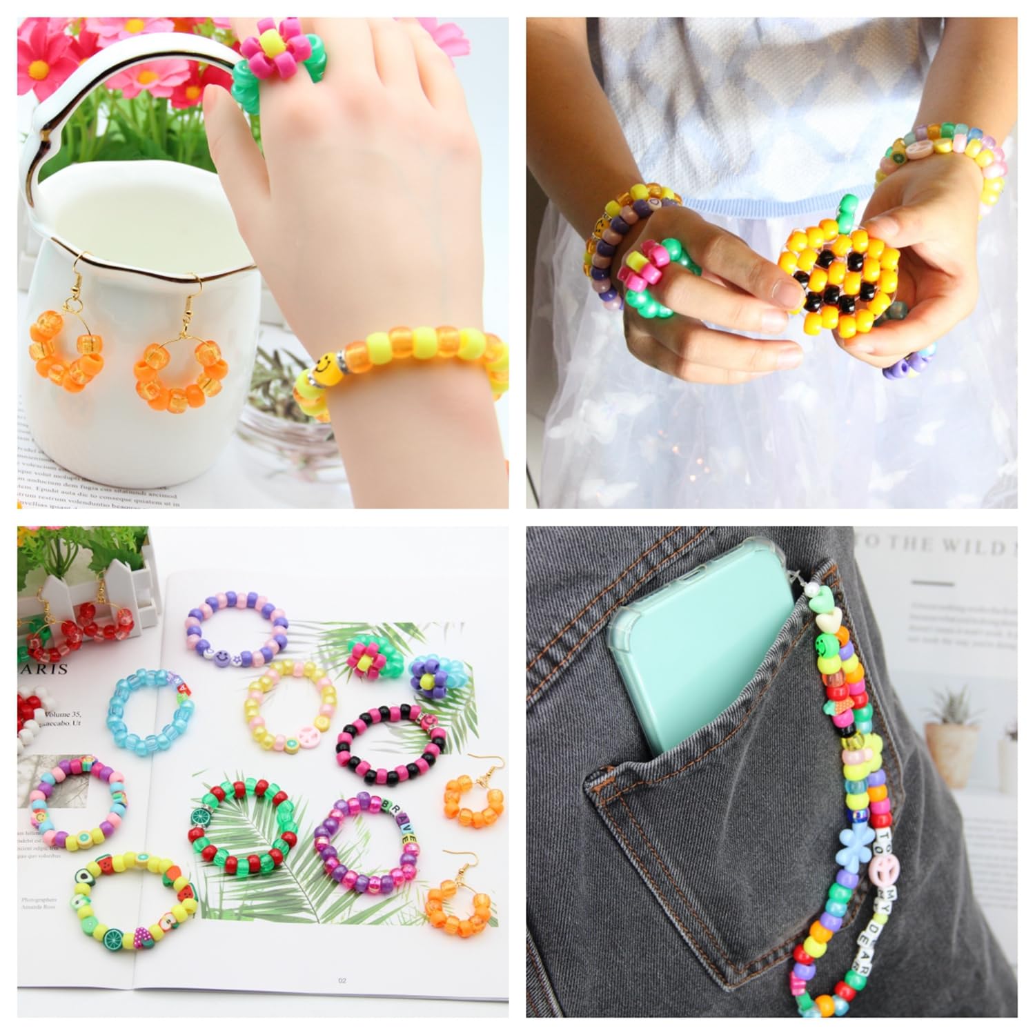 Set de margele pentru bratari, 750 pcs, multicolor, pentru fete, 6 ani ...