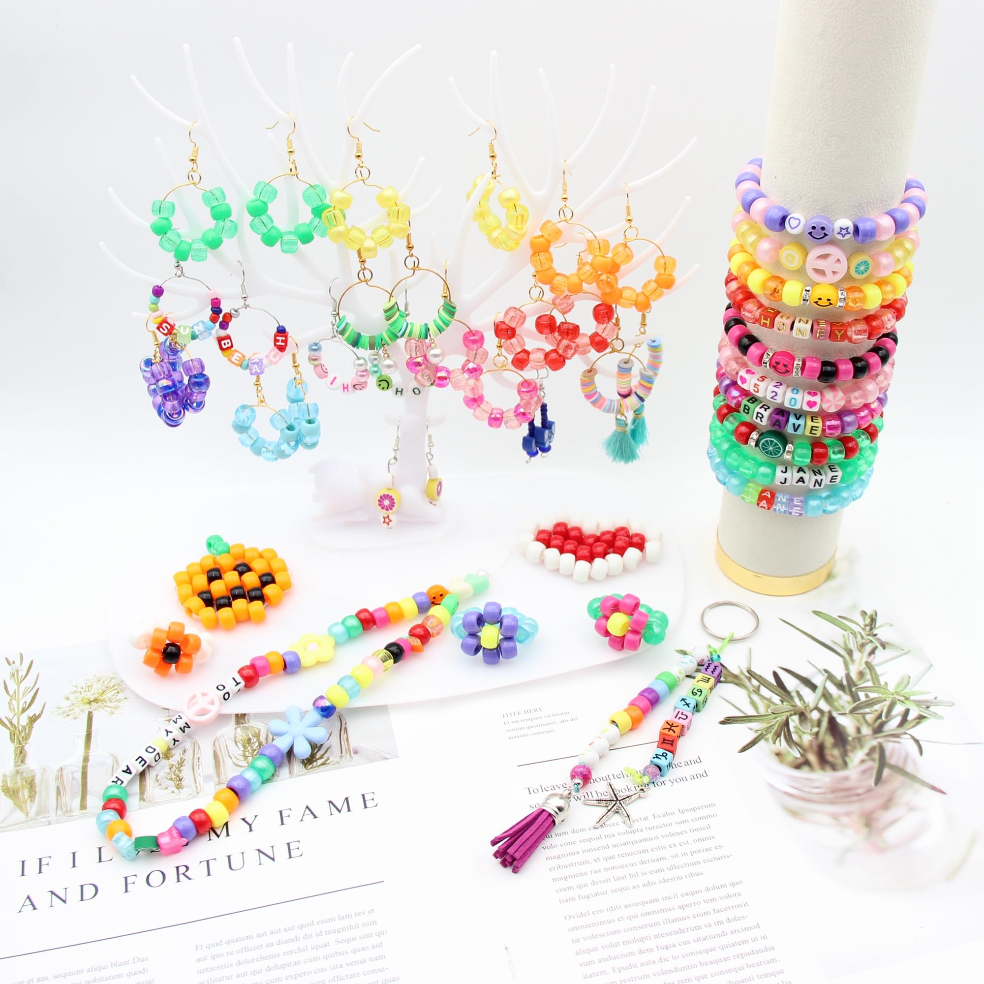 Set de margele pentru bratari, 750 pcs, multicolor, pentru fete, 6 ani ...