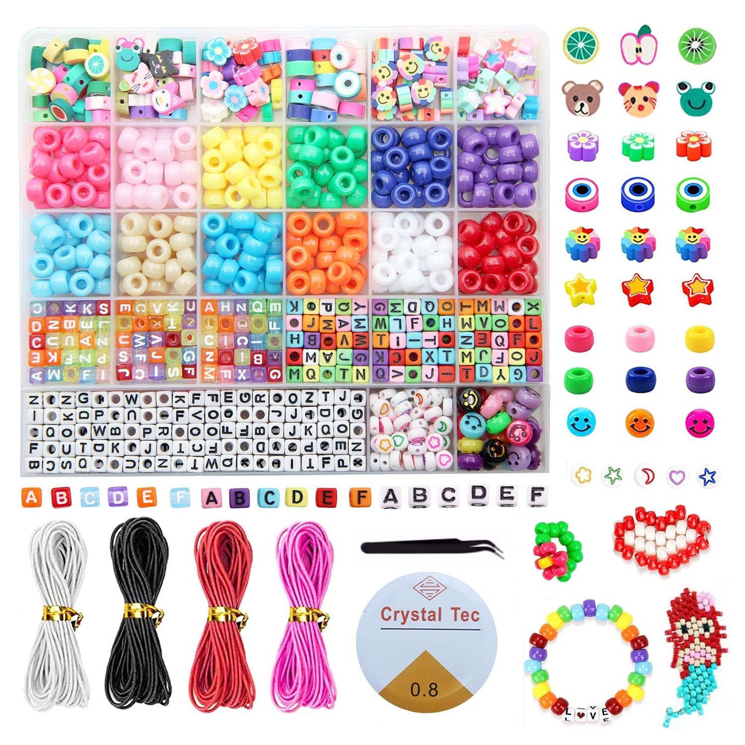 Set de margele pentru bratari, 750 pcs, multicolor, pentru fete, 6 ani ...