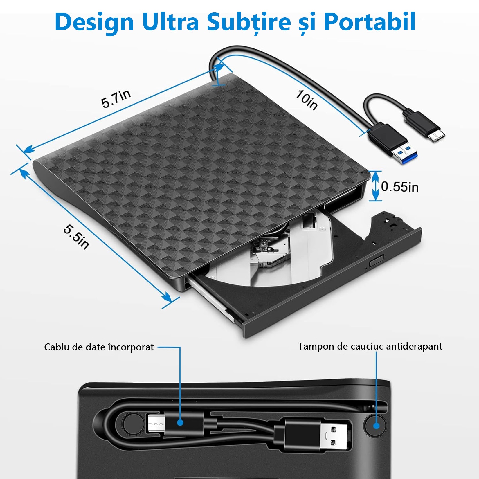 DVD Writer Extern, DVD Writer Extern Portabil, Unitate Optica Externa 6 ...
