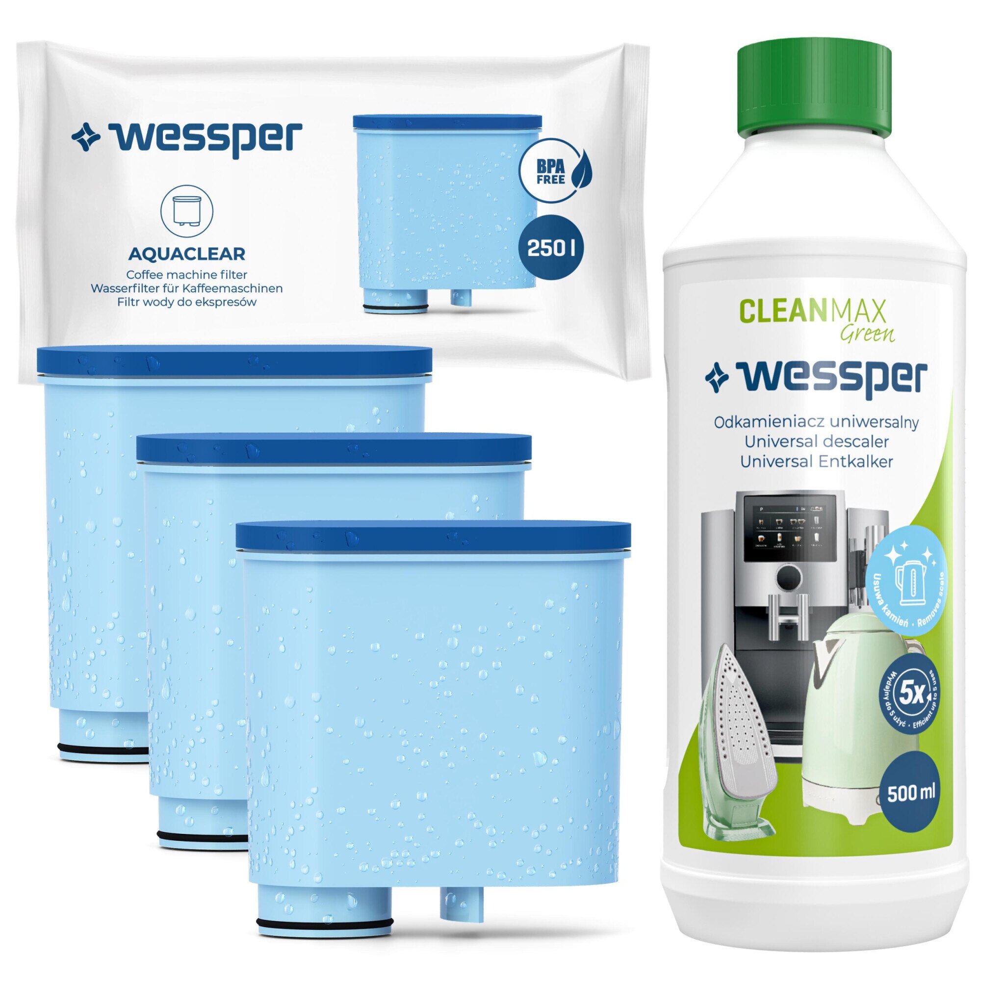 Philips LatteGo Saeco kávéfőző készlet: 3x vízszűrő + 500 ml Wessper ...