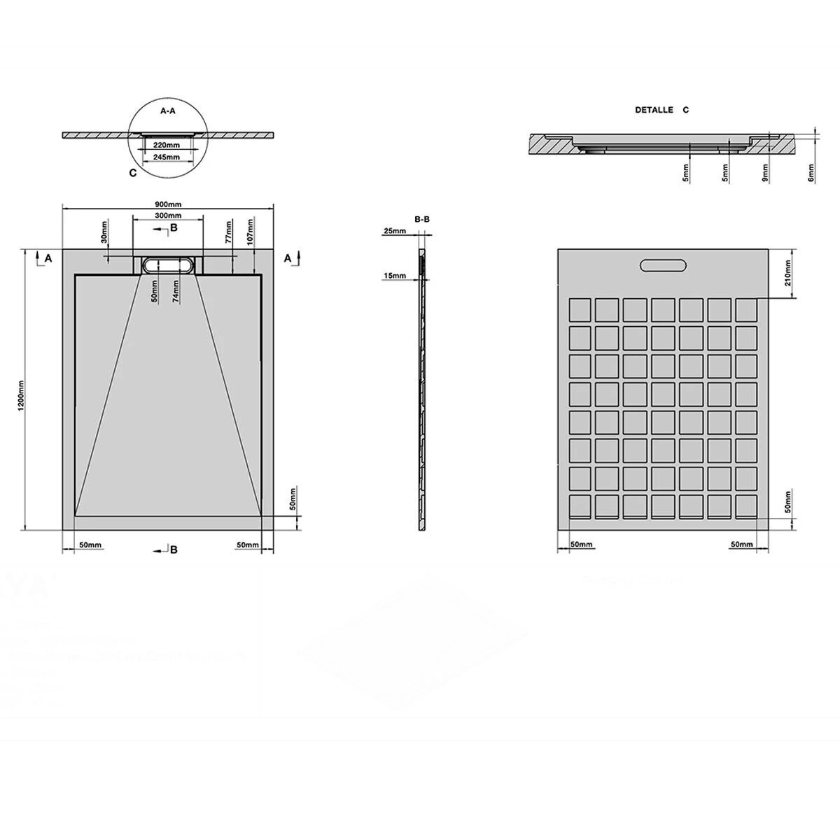 Cadita de dus, Gri Pietra, finisaj Marble Mat, compozit mineral ...