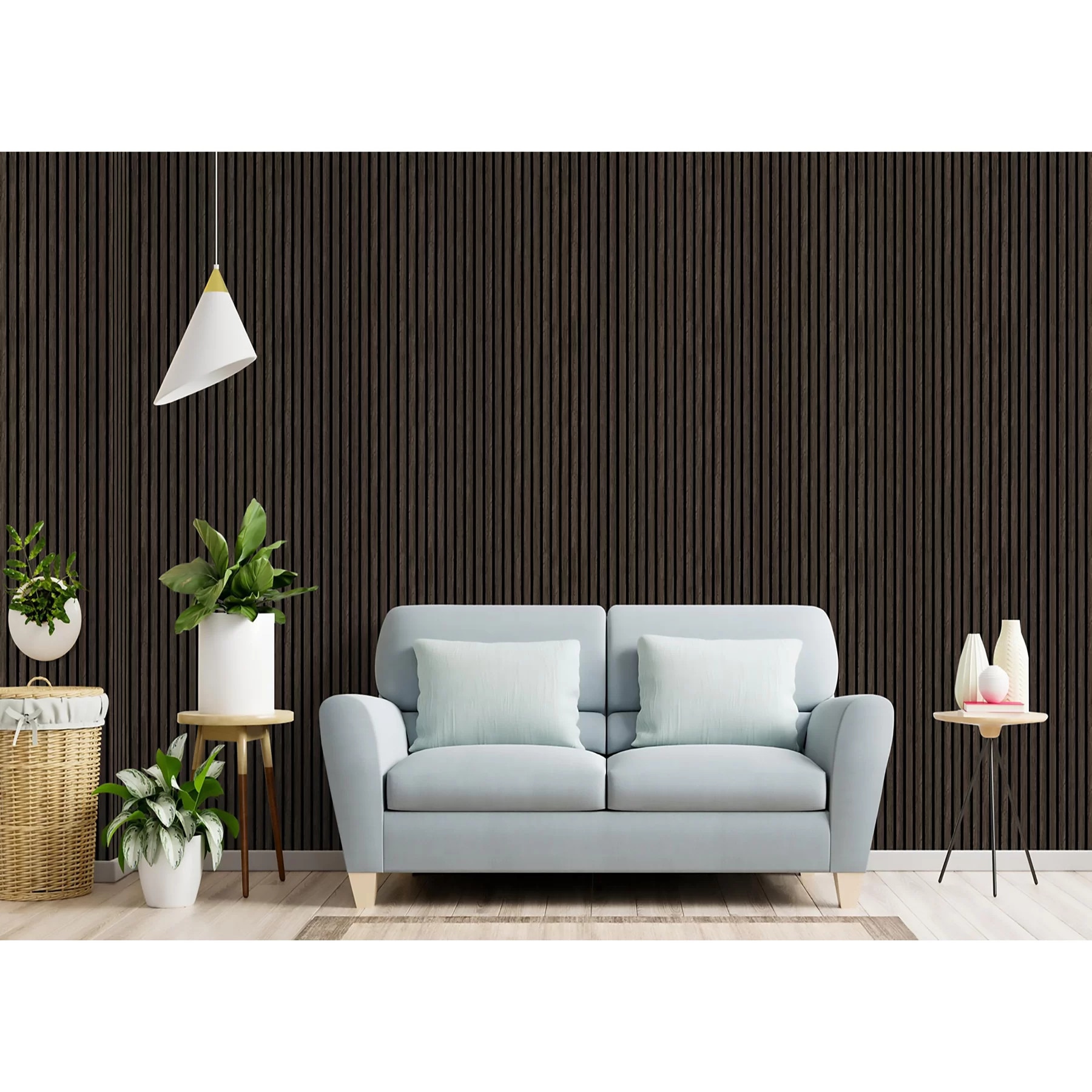 Riflaj acustic decorativ, MDF, furnir, pasla, nuc, 2700x285mm, 0.77 m² ...