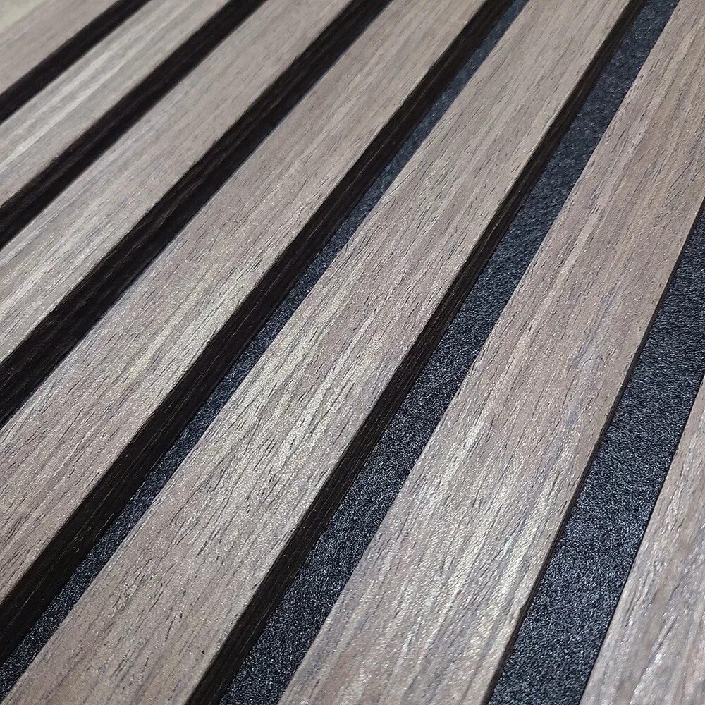 Riflaj acustic decorativ, MDF, furnir, pasla, nuc, 2700x285mm, 0.77 m² ...