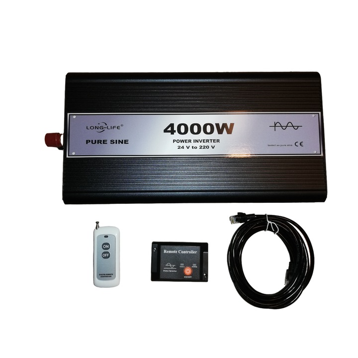 Invertor 4000 W, sinus pur, 24V - 220 V auto si panouri solare, priza ...