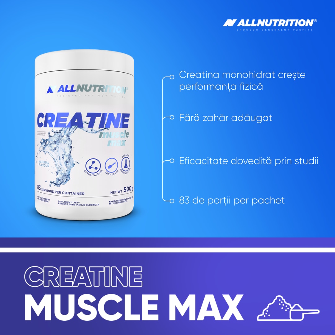 Creatina monohidrata, AllNutrition Creatine Muscle Max, aroma Pepene ...
