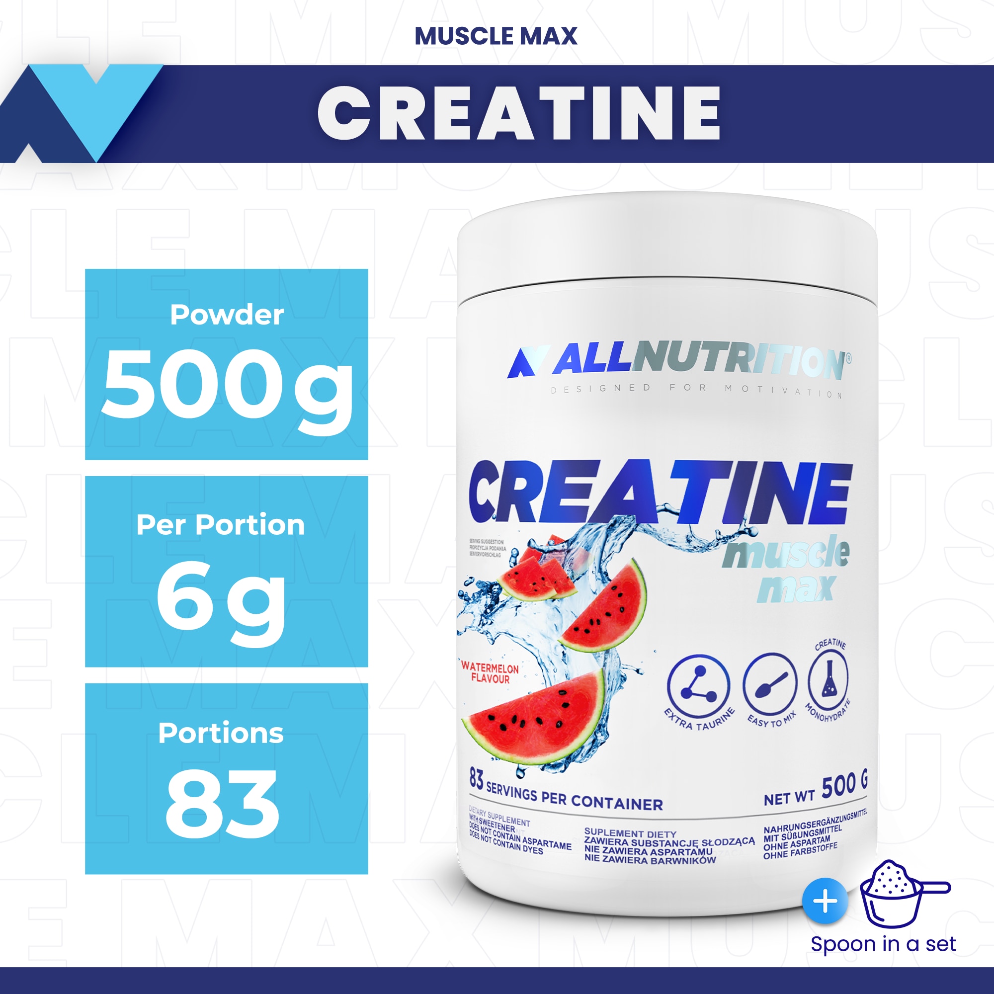 Creatina monohidrata, AllNutrition Creatine Muscle Max, aroma Pepene ...