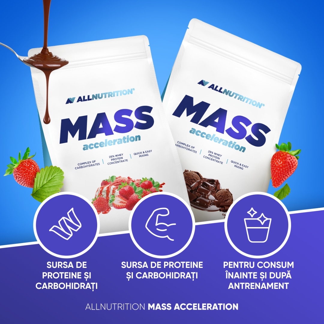 Gainer, proteine din zer, carbohidratii, ALLNUTRITION Mass Acceleration ...