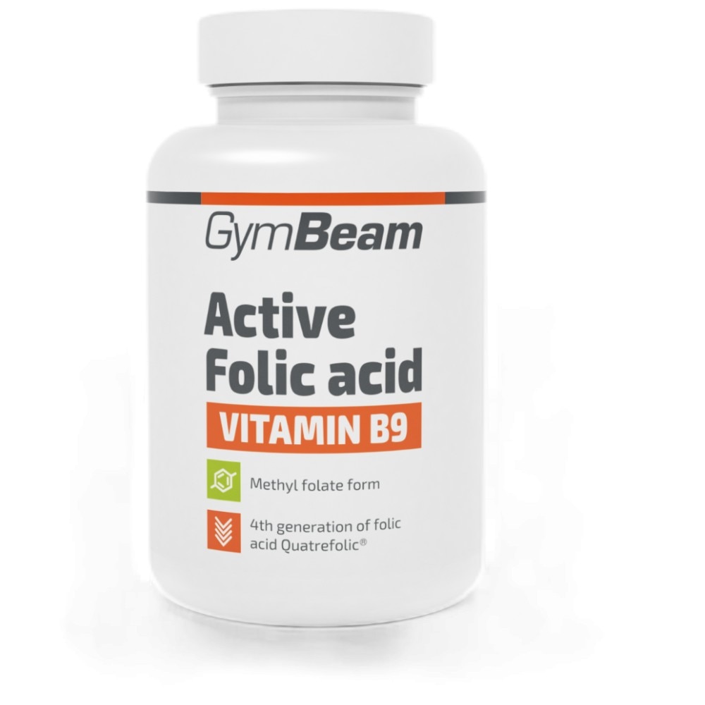 Хранителна добавка GymBeam Active Folic Acid Methyl Folate 400 mcg, 60 ...