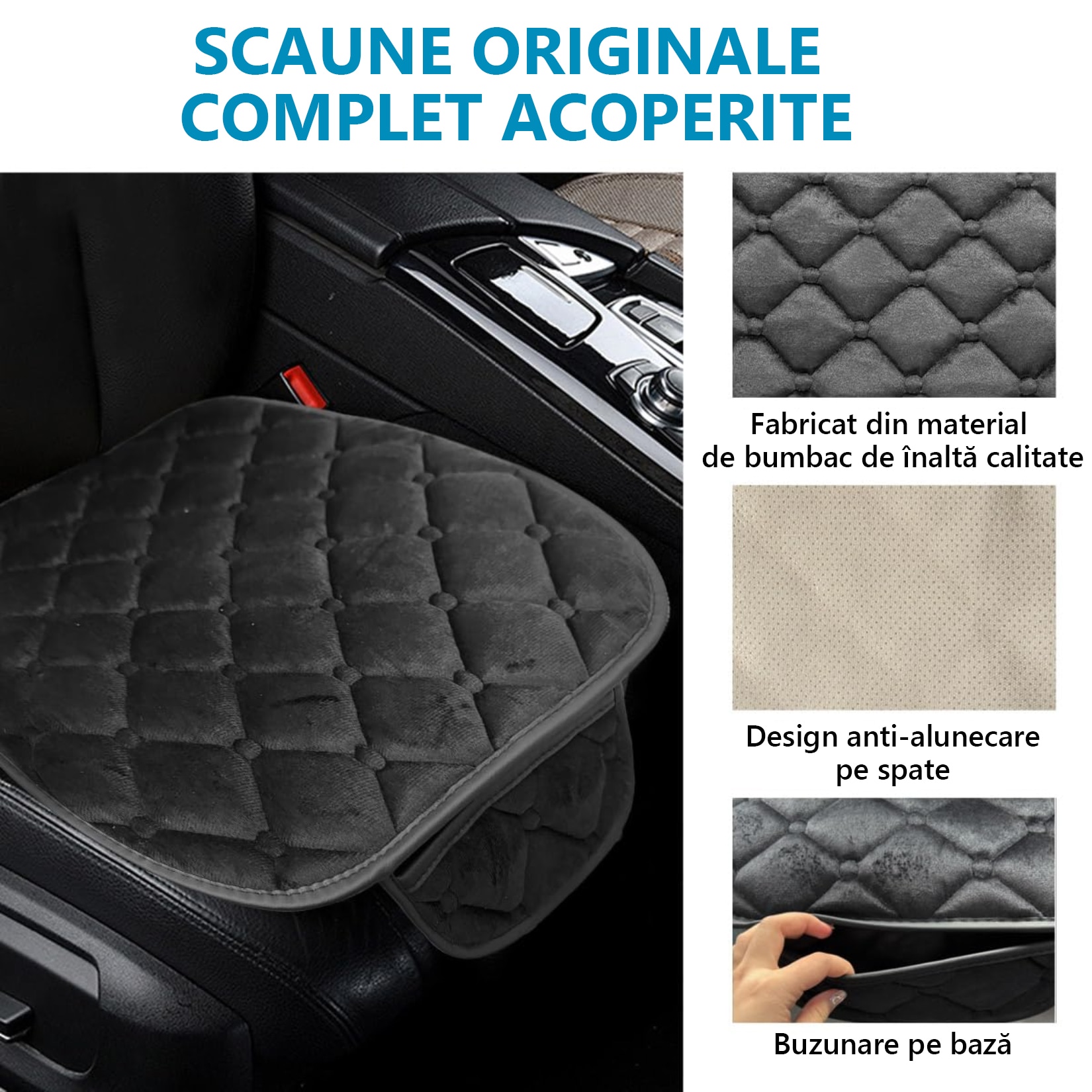 Set 3 Protectii scaune auto, Huse Scaun Auto, Protectie matlasata ...