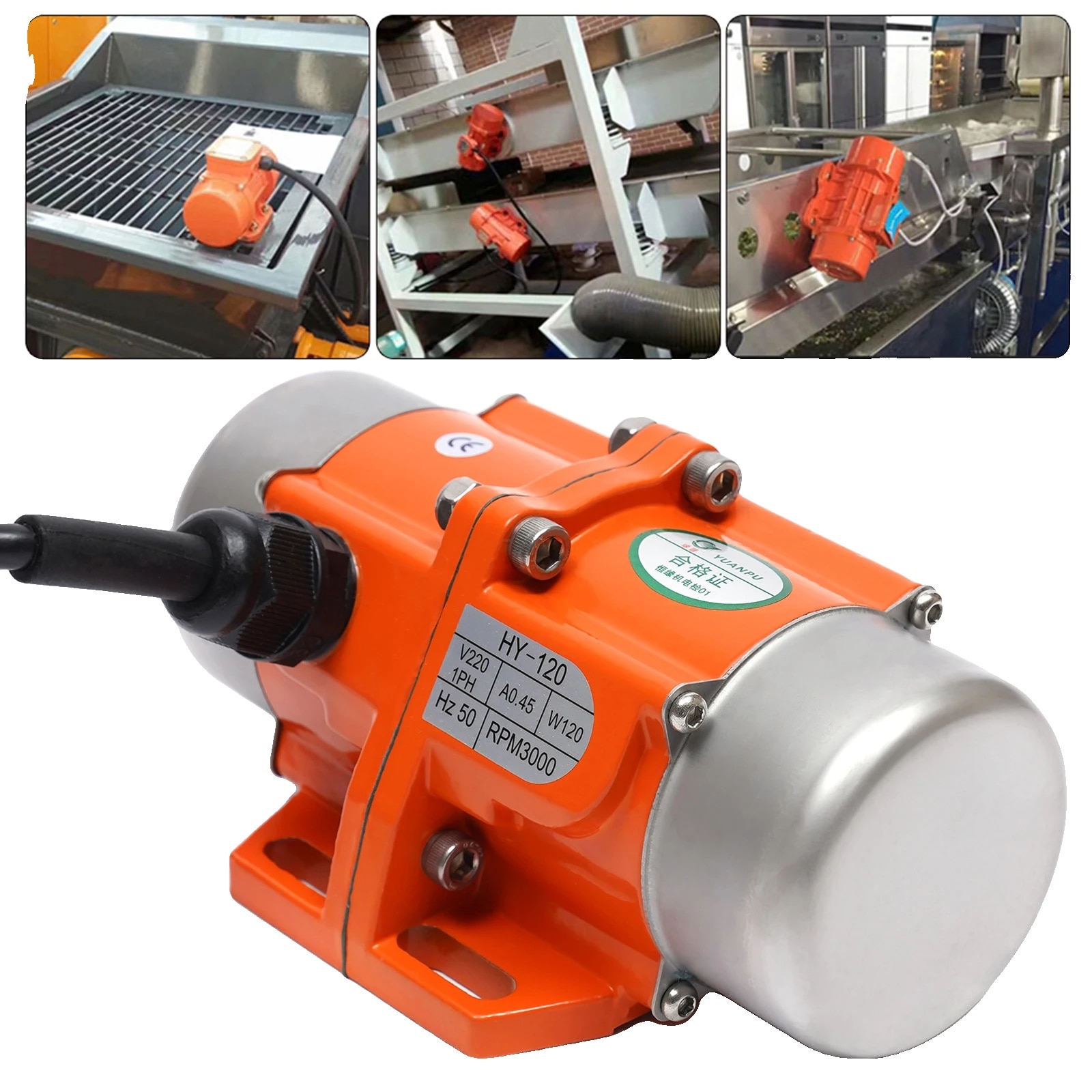 AC vibrációs motor, 3000 RPM, 120 W, állítható excenter blokk, 18 ...