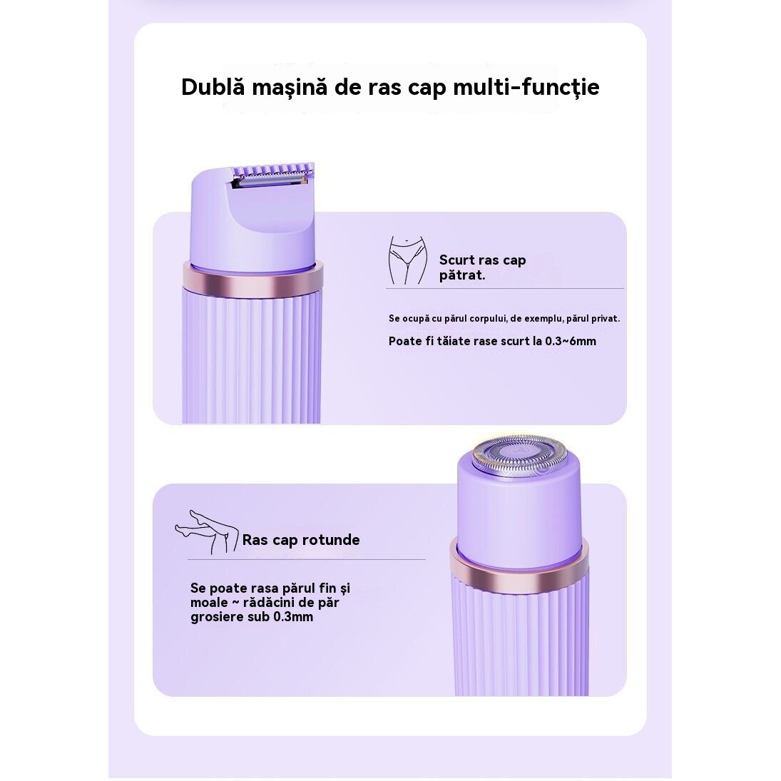 Aparat de ras electric pentru femei cu doua capete, ingrijire privata ...