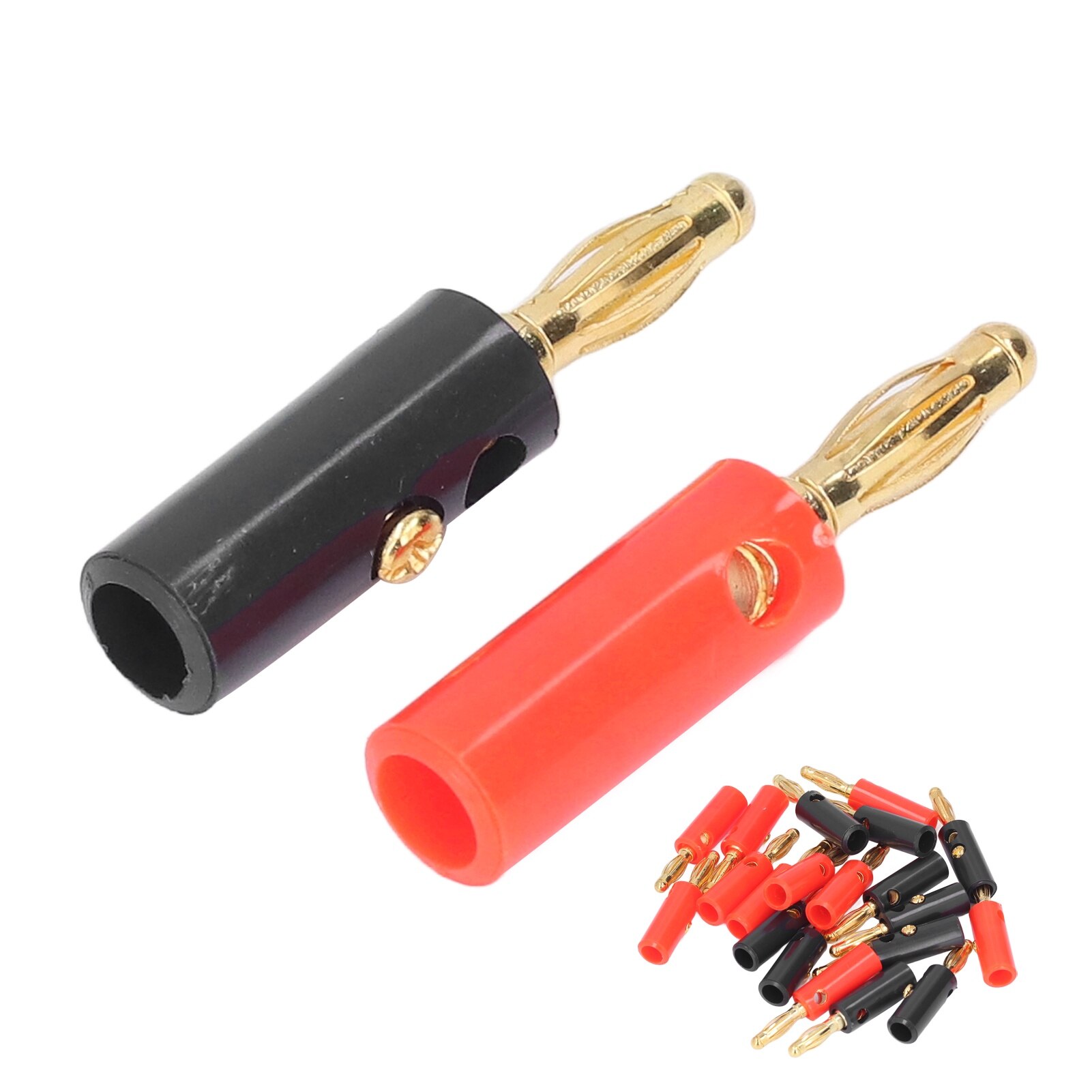 Set 20 bucati conectori banana pentru cablu de difuzor, negru, rosu ...