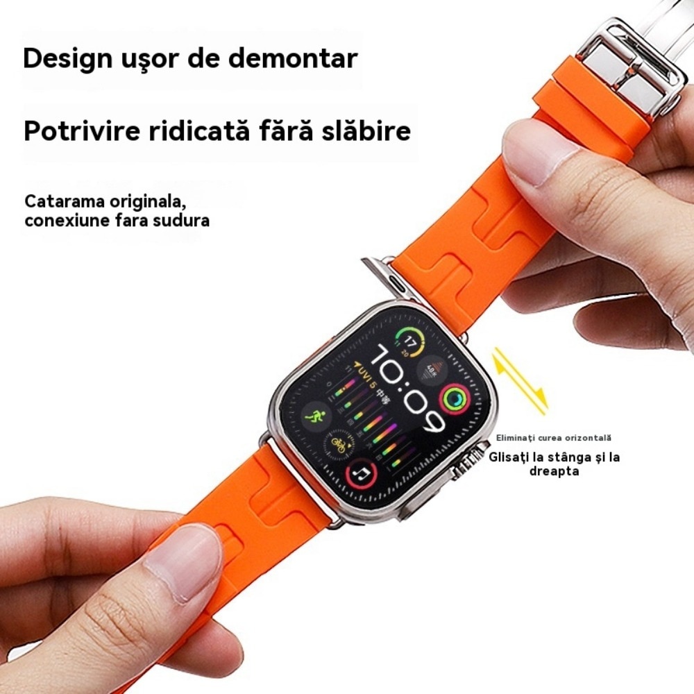 Curea din silicon, rezistenta la apa, pentru Apple Watch Ultra/SE/9/5/4 ...