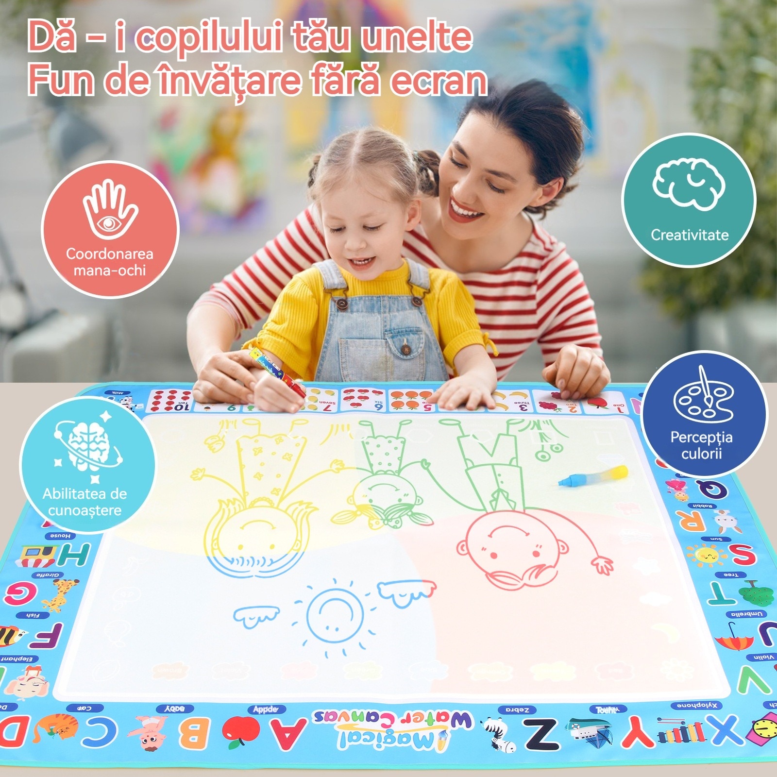 Covor Magic de Desen cu Apa pentru Copii, Tabla de Scris si Desen ...