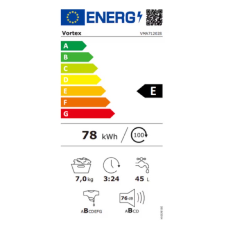 Masina de spalat rufe frontala slim VORTEX VMA71202S, 7 kg, 1200rpm ...