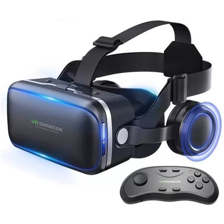 Ochelari VR cu casti, VR Shinecon, 3D, control telecomanda, ajustabil ...