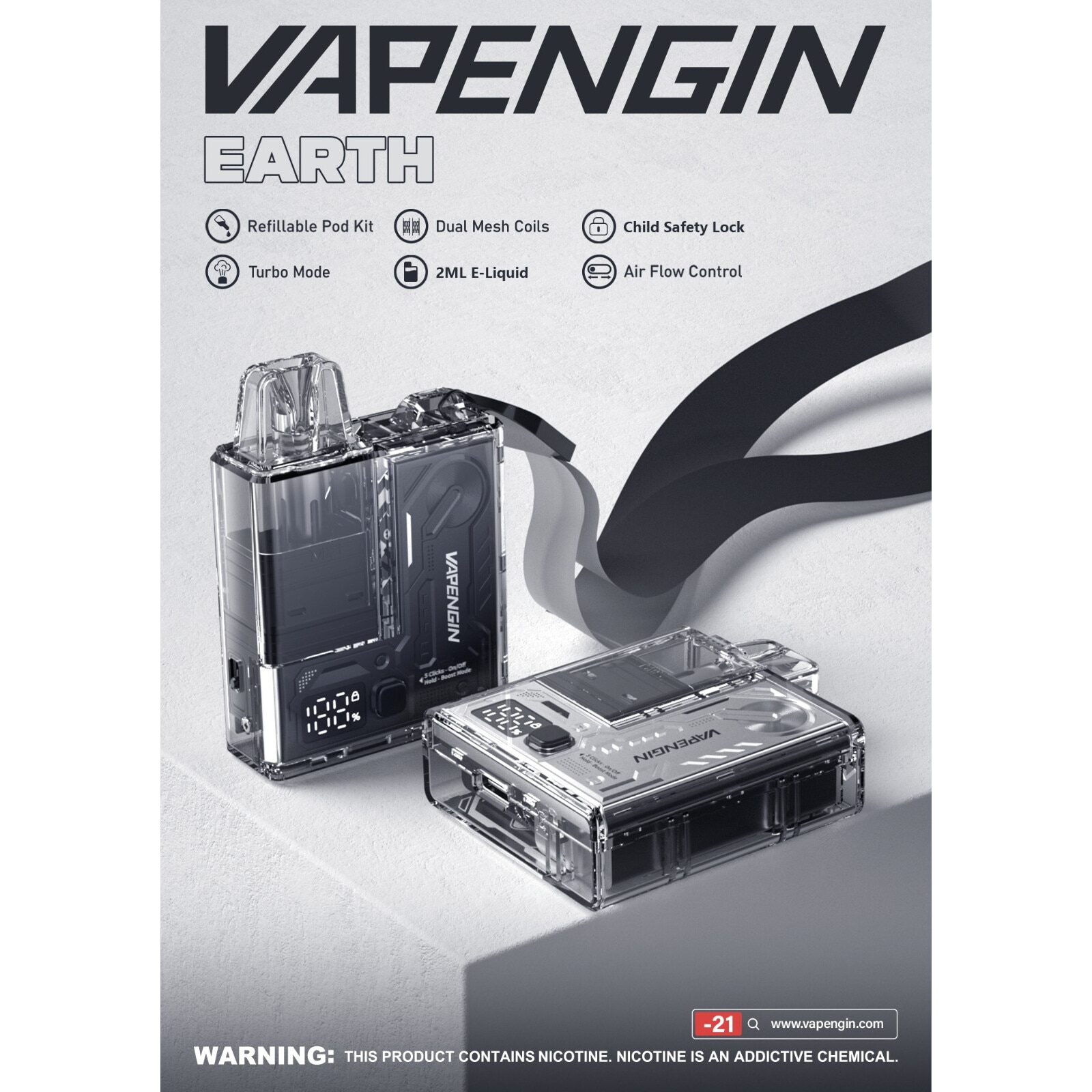 Kit Tigara Electronica Vapengin Earth mod, 1000mah, 2ml Black - eMAG.ro