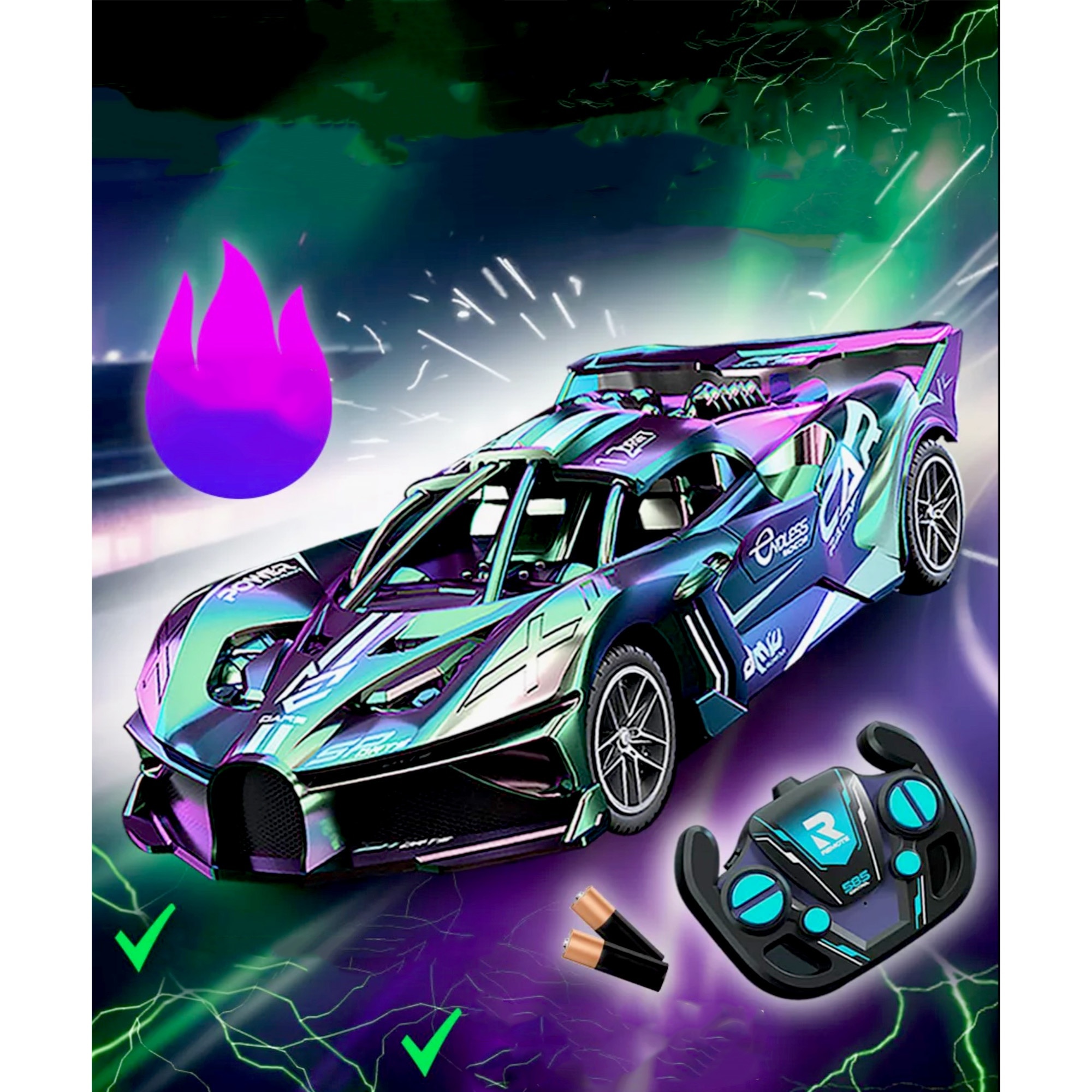 Masina cu control prin telecomanda, cu luminite, Medium Bugatti ...