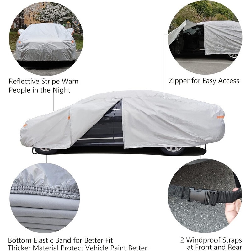 Husa auto FUIENKO, 6 straturi, protectie vant si zapada, argintie ...