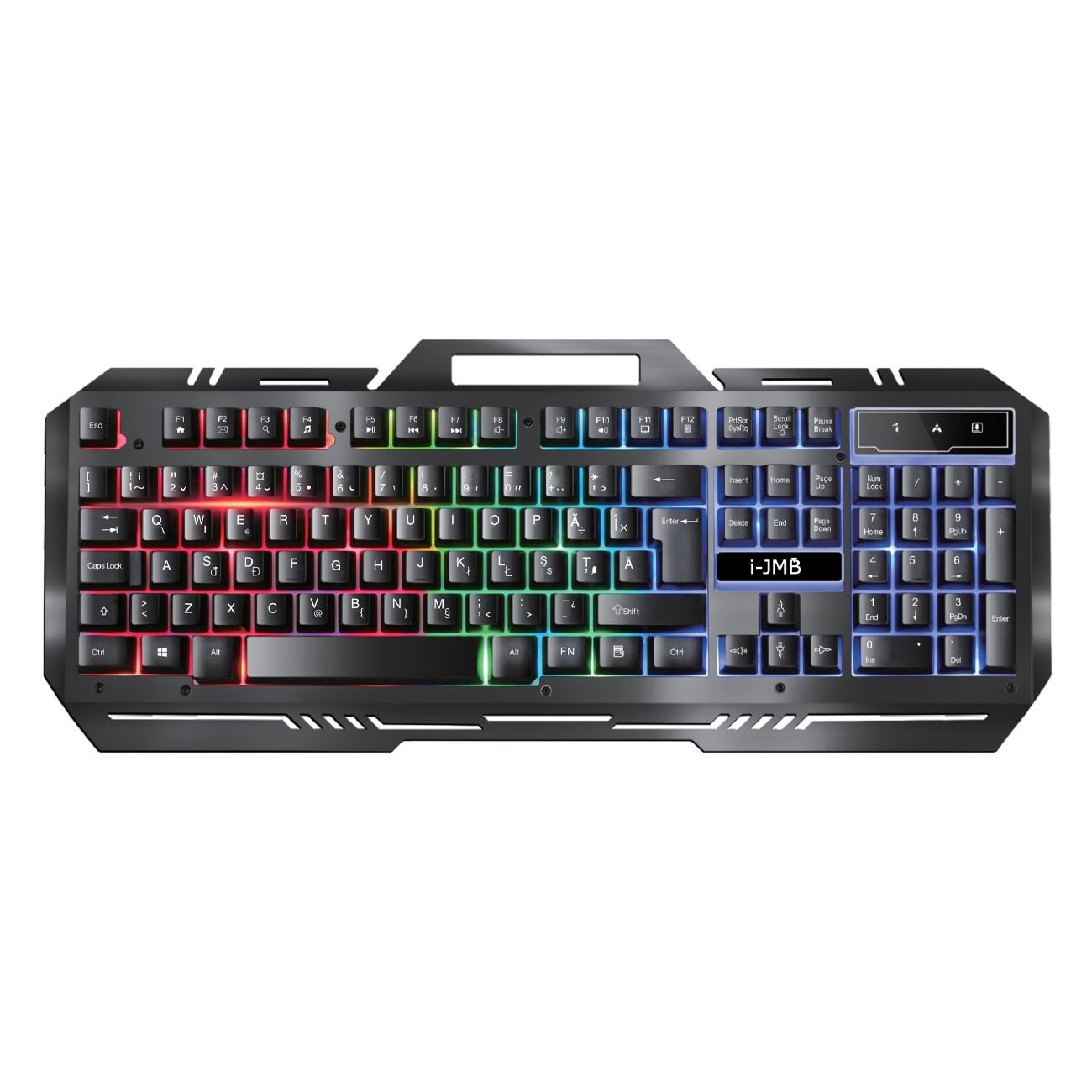 Tastatura Gaming i-JMB, LED RGB, Cadru Metalic, Suport Telefon, Negru ...
