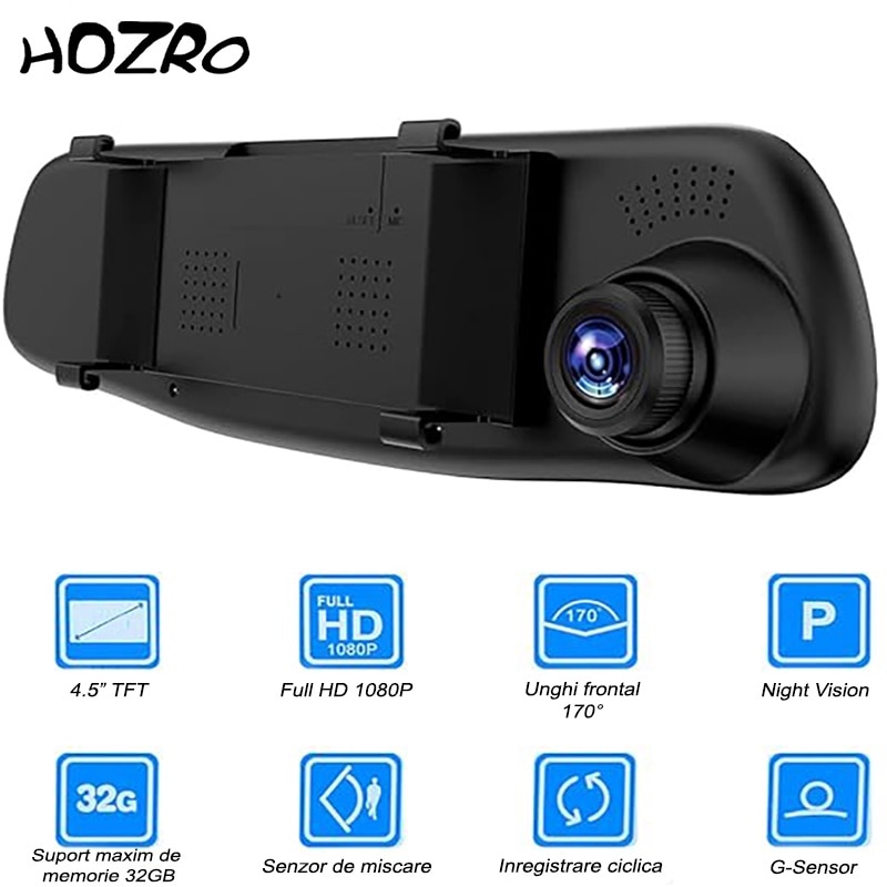 Camera Auto Dual-Zone Fata, Spate, 4.5", Full HD, camera marsarier ...