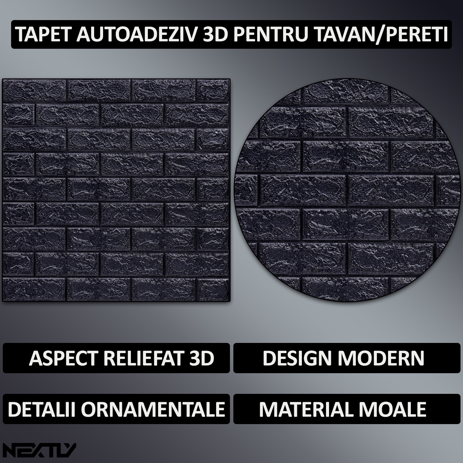 Set 10 x tapet autoadeziv 3D NEXTLY, pentru tavan/perete, design ...