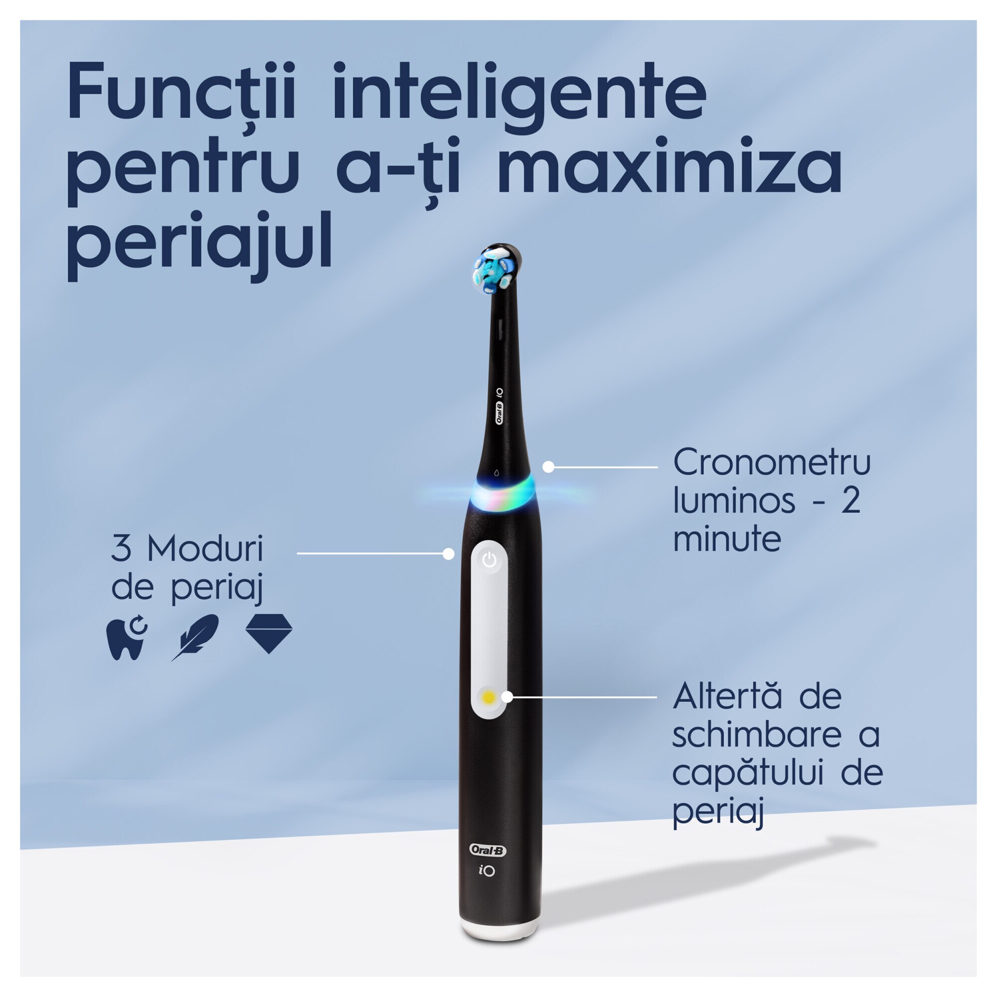 Periuta de dinti electrica Oral-B iO3 cu Tehnologie Magnetica si Micro-Vibratii, Senzor de ...