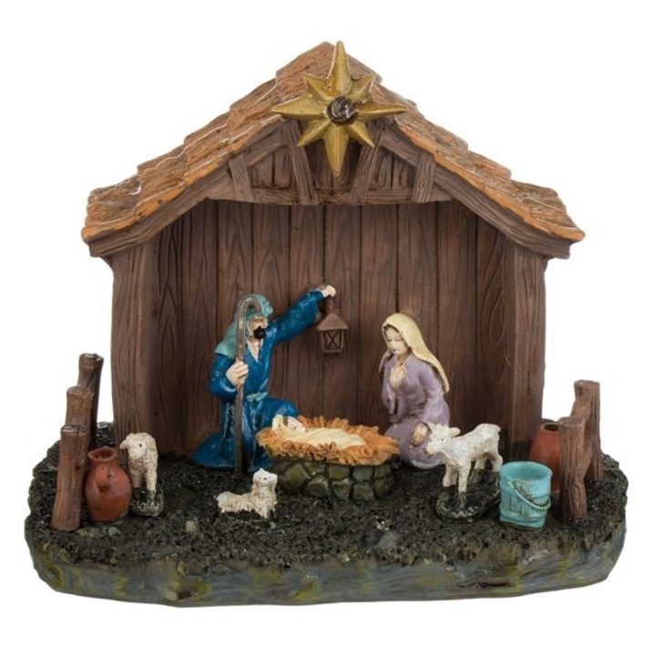 Scena de Craciun – Iesle cu Pruncul Sfant, Figurine si Lumina LED ...