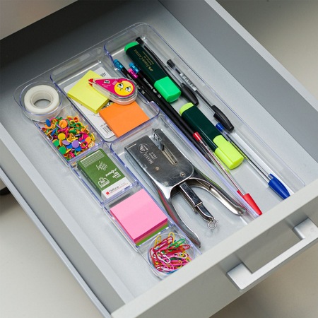 Organizator Sertar din Plastic Transparent pentru Birou 35.5x22.8x2.5cm ...