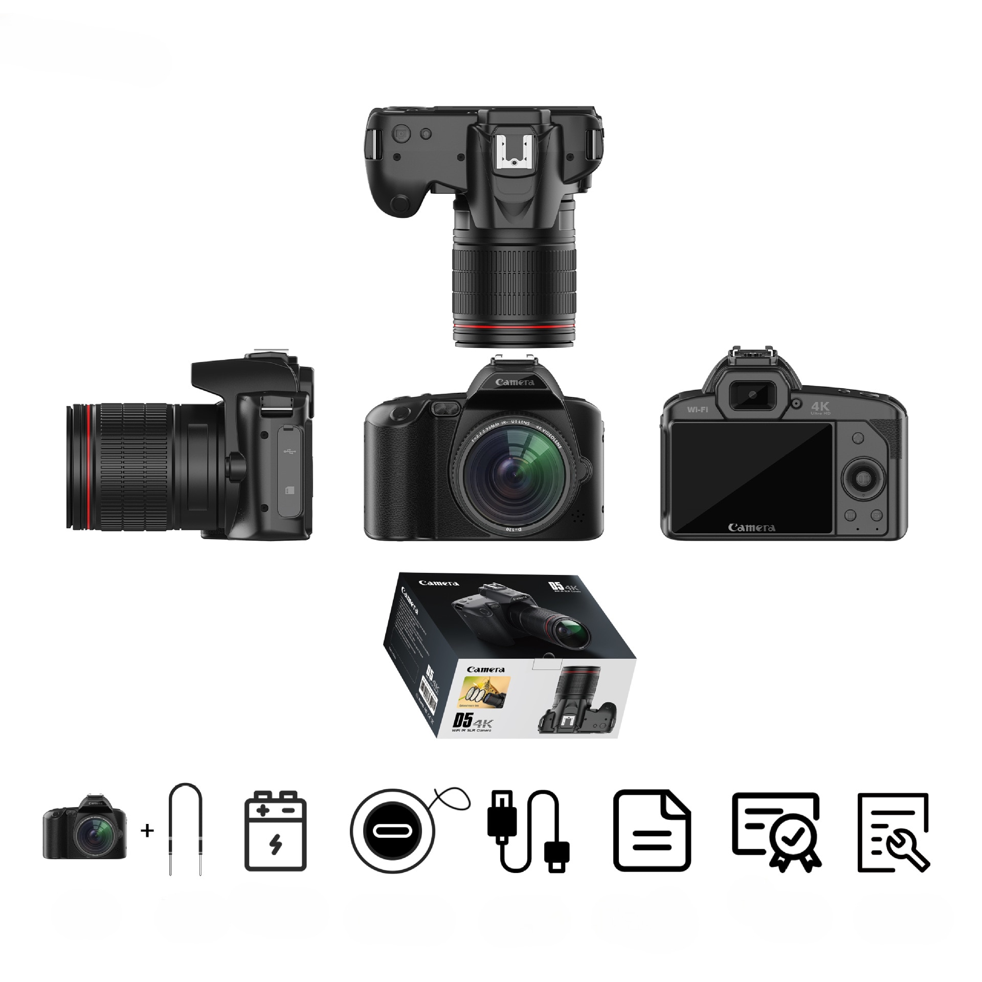 Camera digitala, 64MP, 4K HD, camere duble fata si spate, vedere pe ...