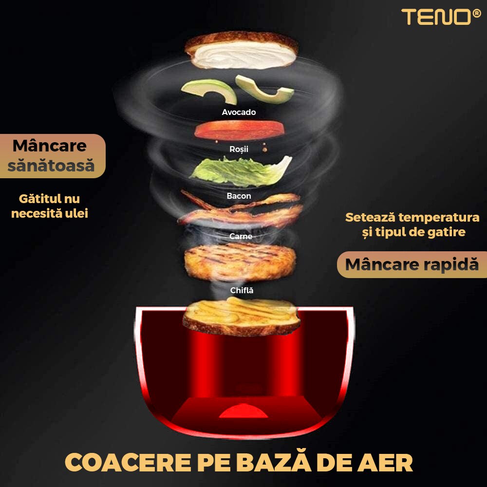 Friteuza Fara Ulei Air Fryer Teno®, 100 hartii de copt cadou ...