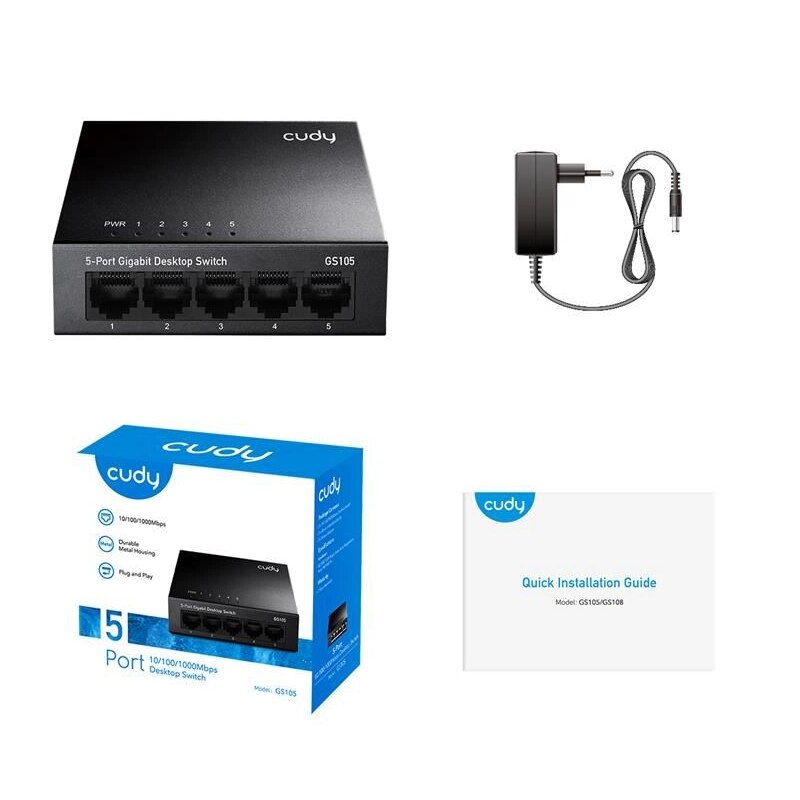 Switch Gigabit cu 5 porturi, 10/100/1000 Mbps, 7.44 Mpps, 2048 MAC ...