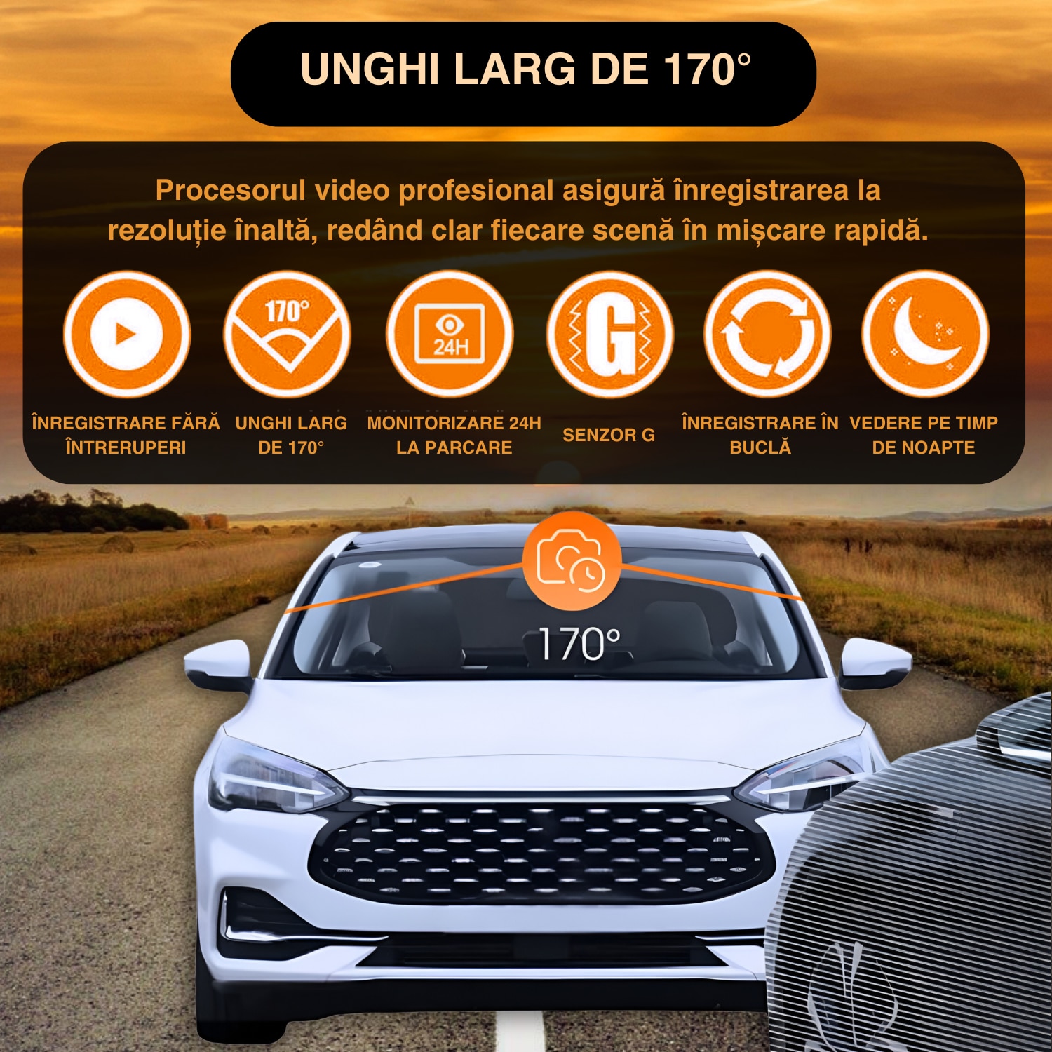 Camera Video De Bord Auto, IMODIX®, Camera Marsarier, FULL-HD 1080P, Wi ...