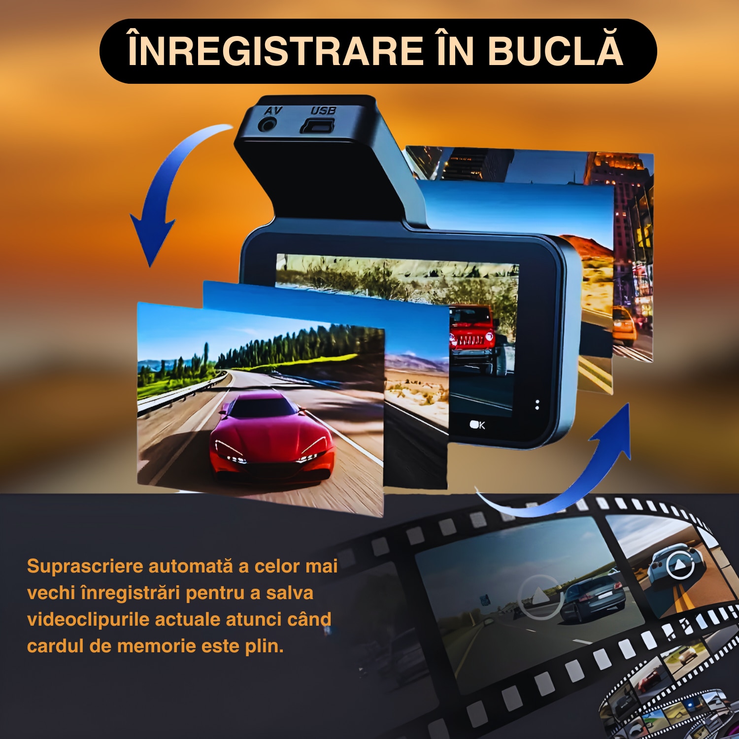 Camera Video De Bord Auto, IMODIX®, Camera Marsarier, FULL-HD 1080P, Wi ...