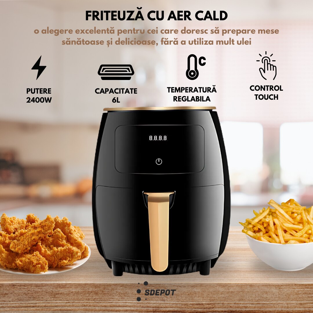 Friteuza Fara Ulei SDEPOT®, programe smart chef automate, afisaj ...