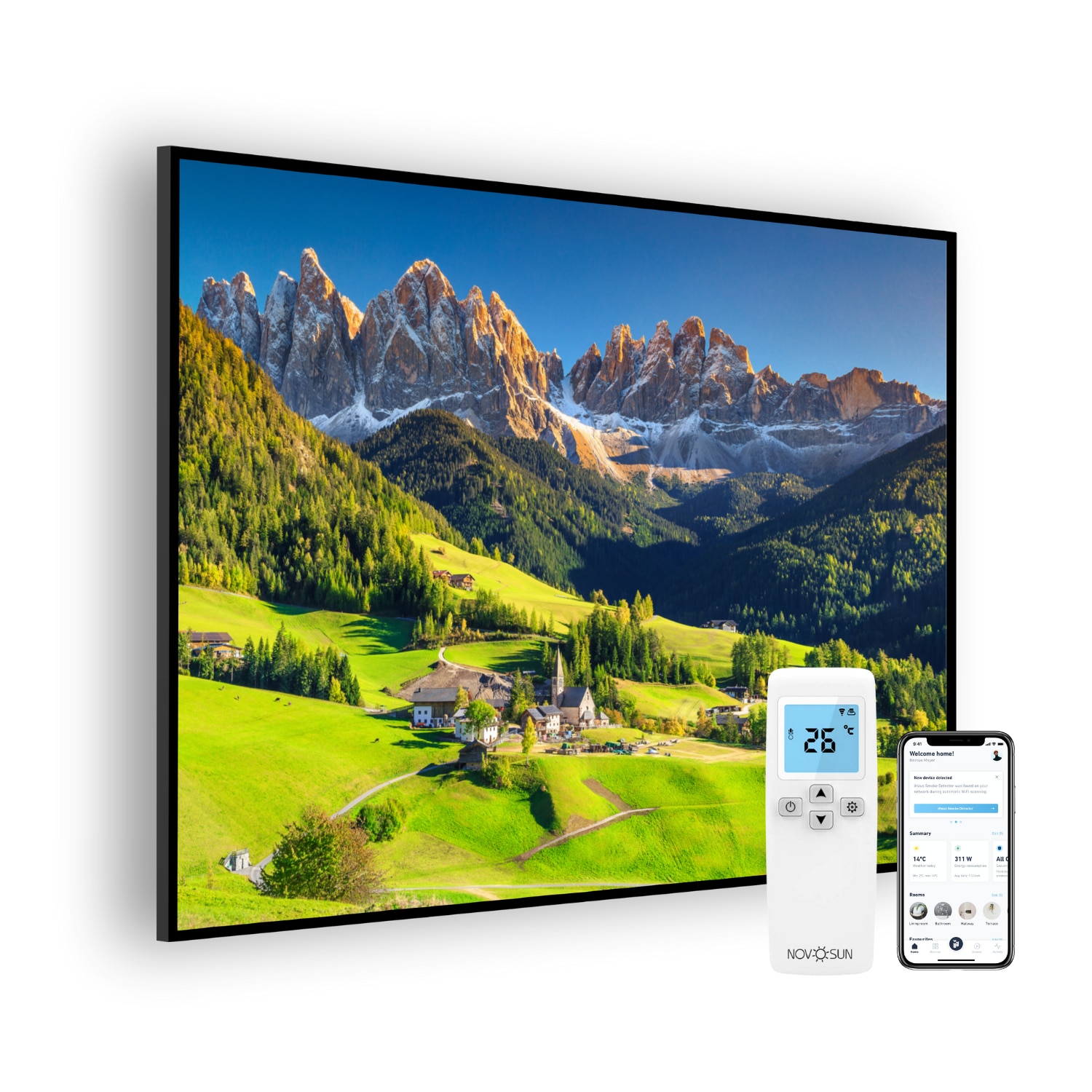 Panou radiant NovoSun ART 1100W - Alpi cu Termostat WiFi - eMAG.ro