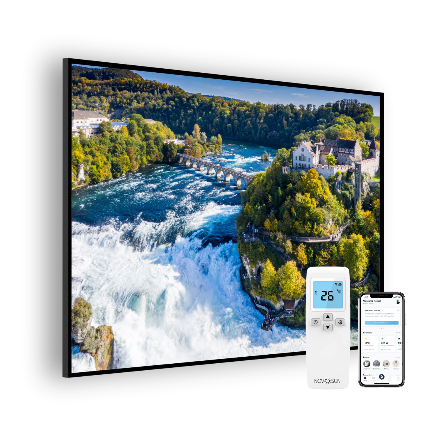 Panou radiant NovoSun ART 1100W - Rheinfall cu Termostat - eMAG.ro