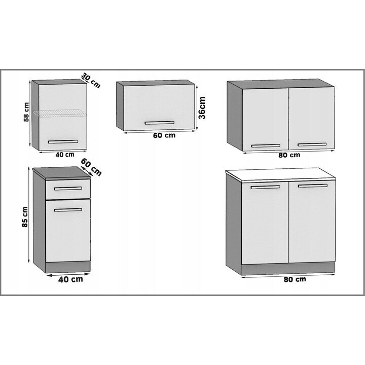 Set mobila bucatarie Belini, Italia, blat inclus, maro, 7 usi, 1 sertar ...
