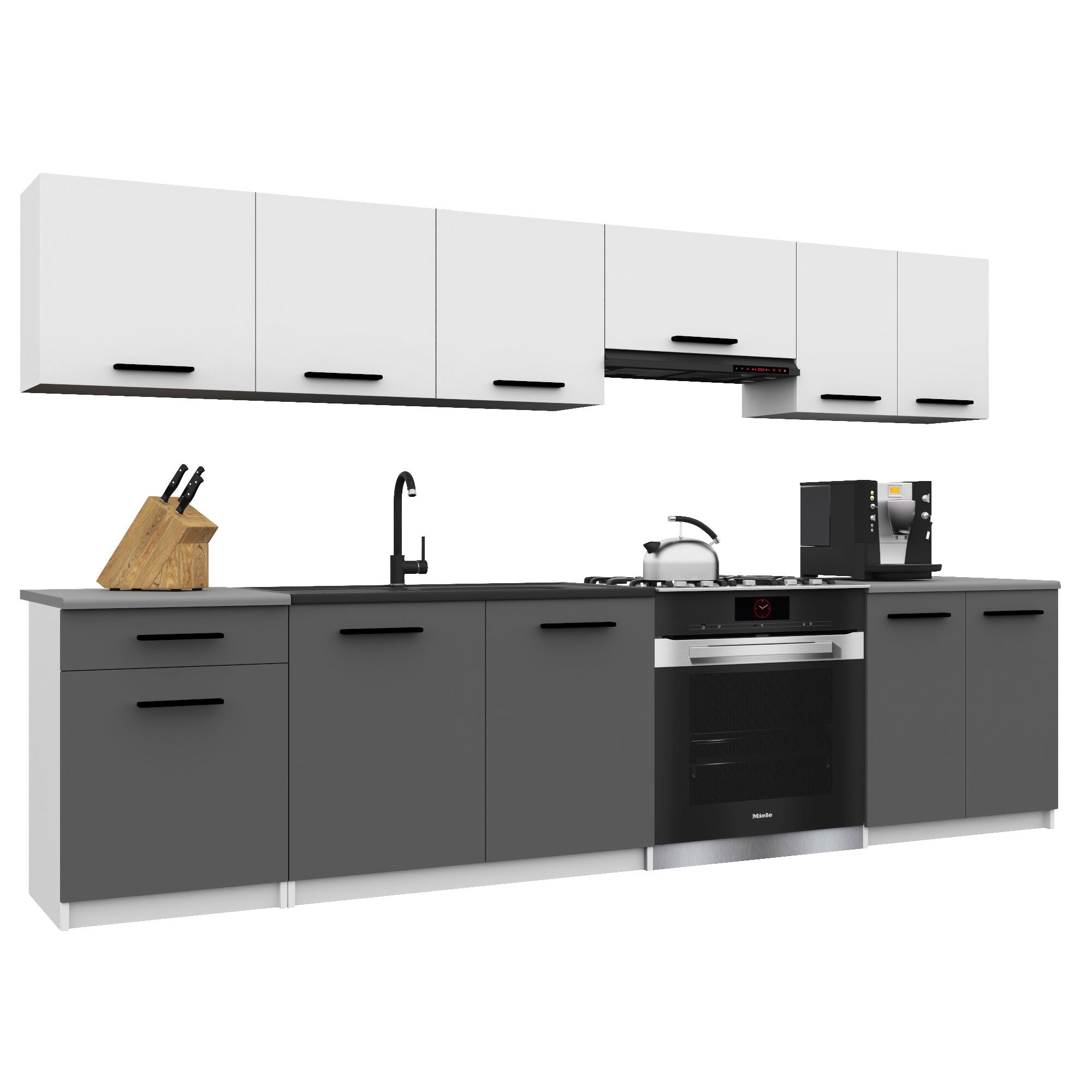 Set mobila bucatarie Bellini Italia, 11 usi, 1 sertar, 240x180cm - eMAG.ro