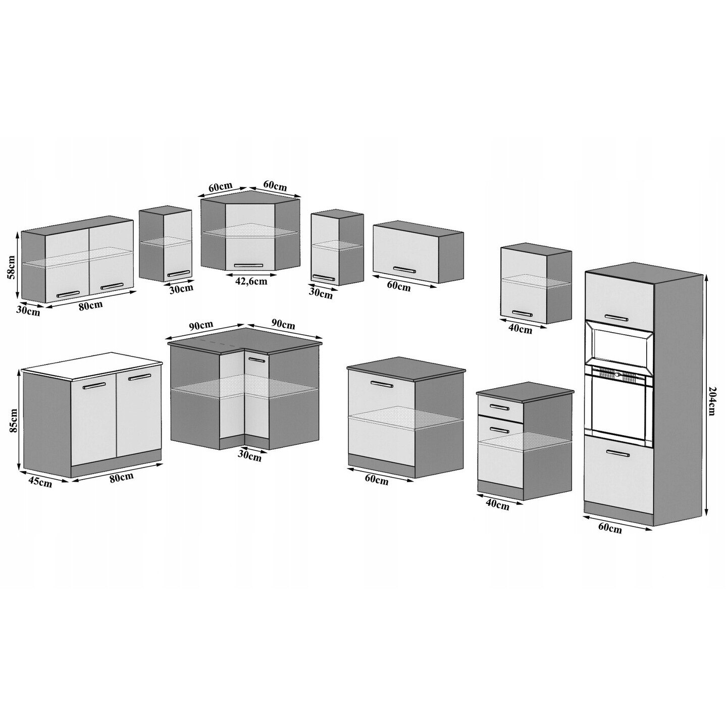 Set mobila bucatarie Belini, Italia, 14 usi, 1 sertar, Alb/Maro - eMAG.ro