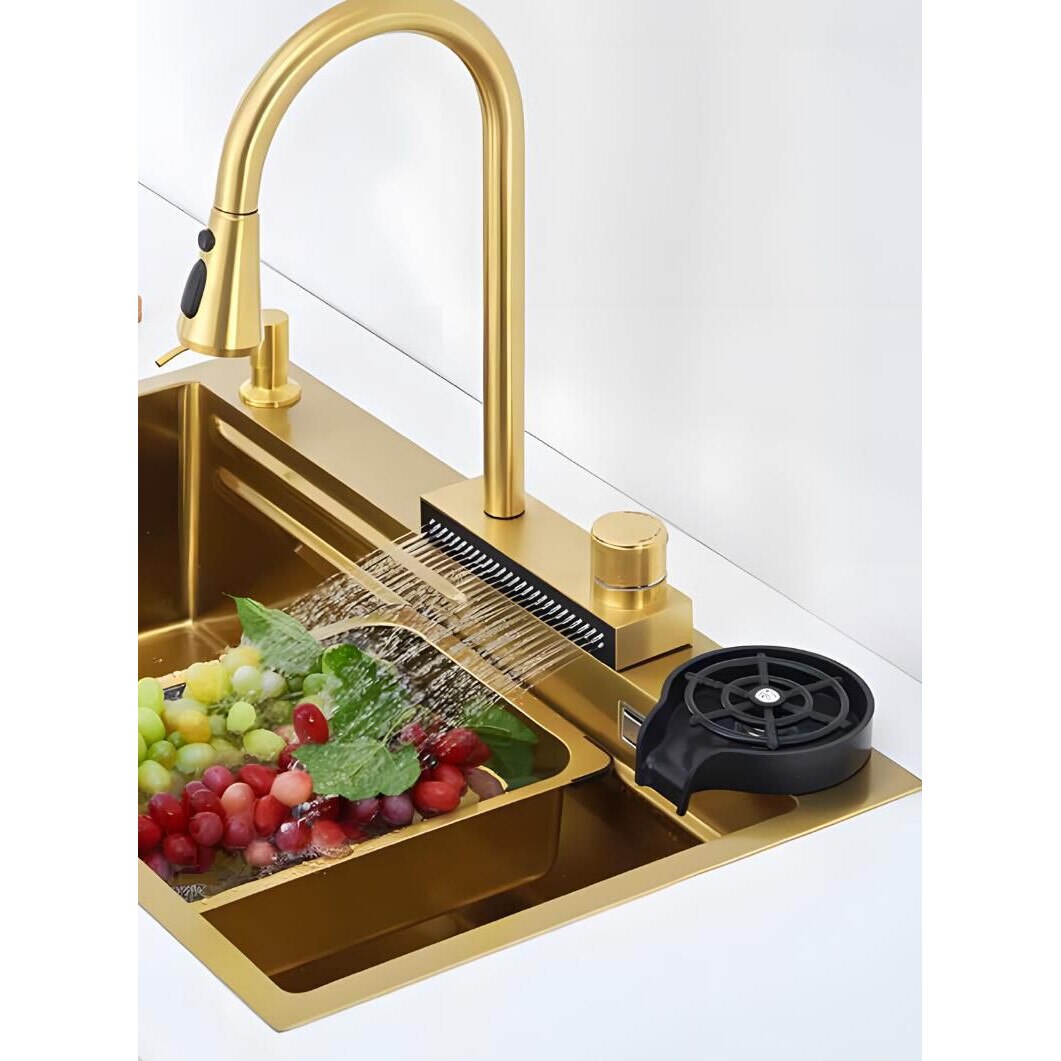 Chiuveta inox multifunctionala cu accesorii incluse 7546HMF- Gold - eMAG.ro