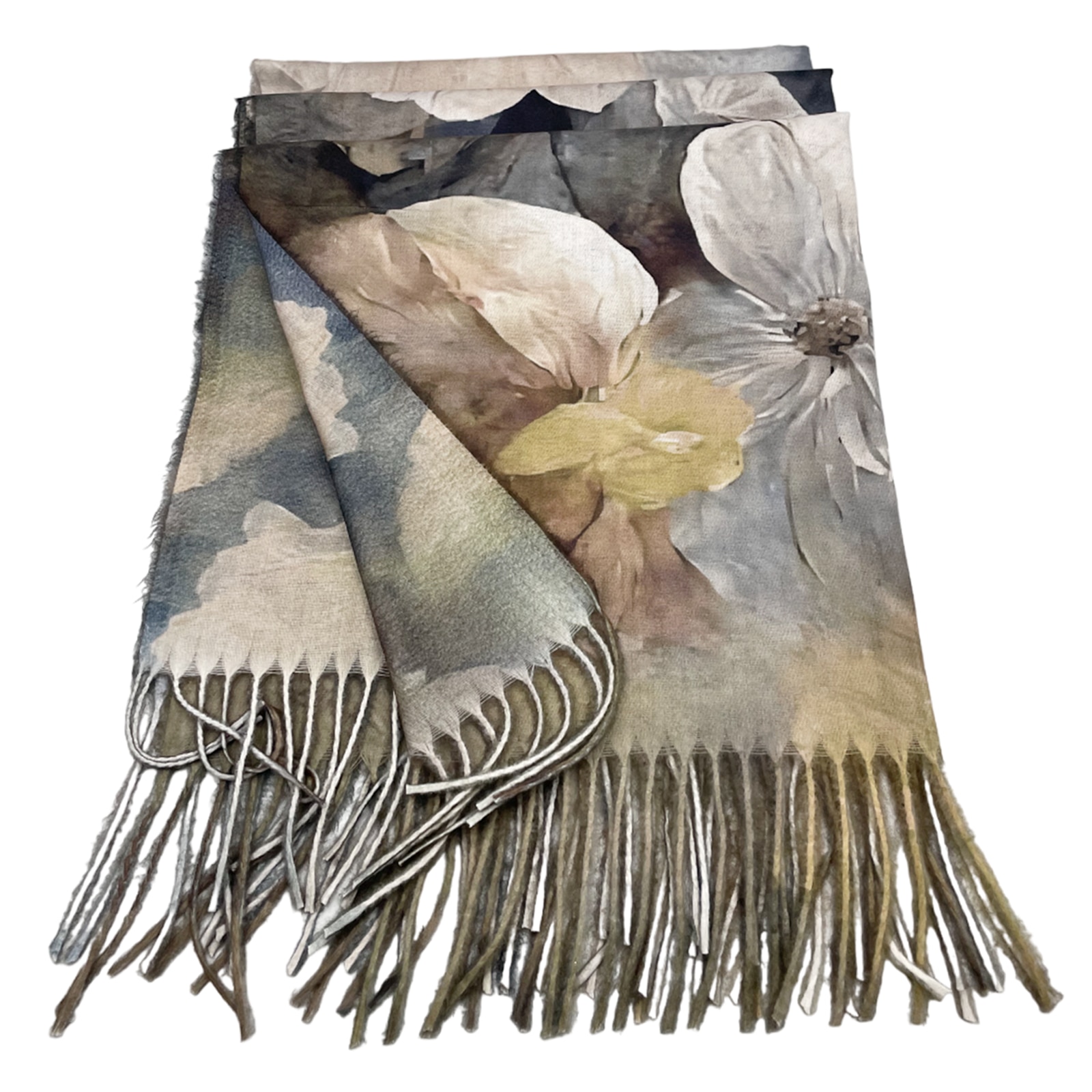 Esarfa cu 2 fete Cashmere CAROLINE, Maro/ Multicolor - eMAG.ro