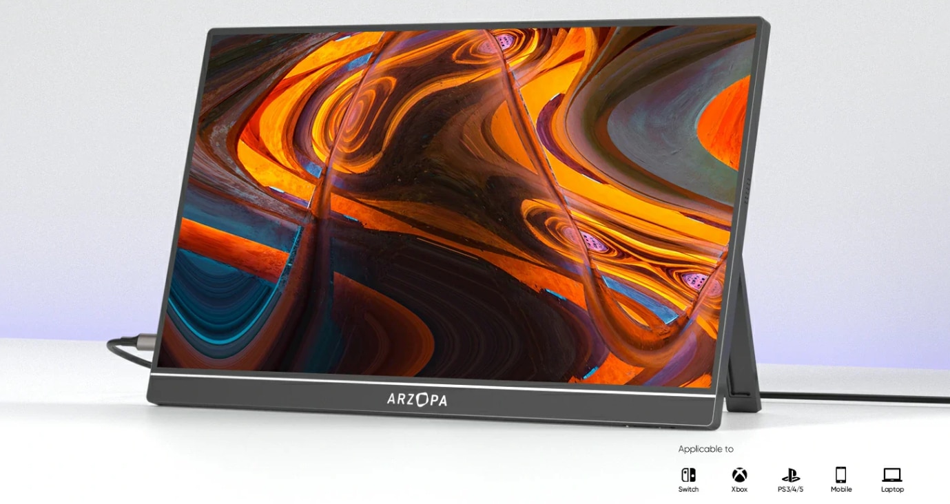 Monitor portabil LED IPS Arzopa A1 Travel 15.6", Full HD (1920x1080 ...